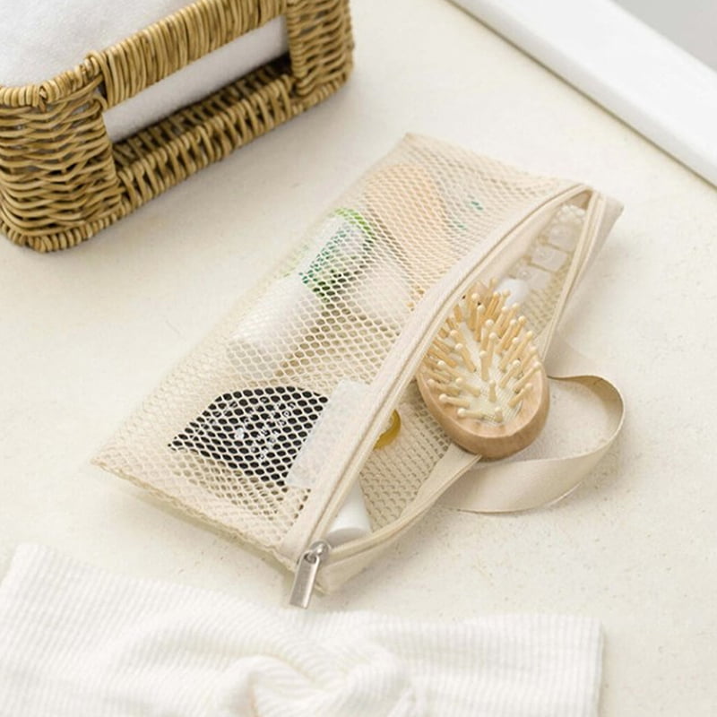 Nylon Mesh Beach Storage Bag Travel Portable Makeup Brush Toothbrush ...