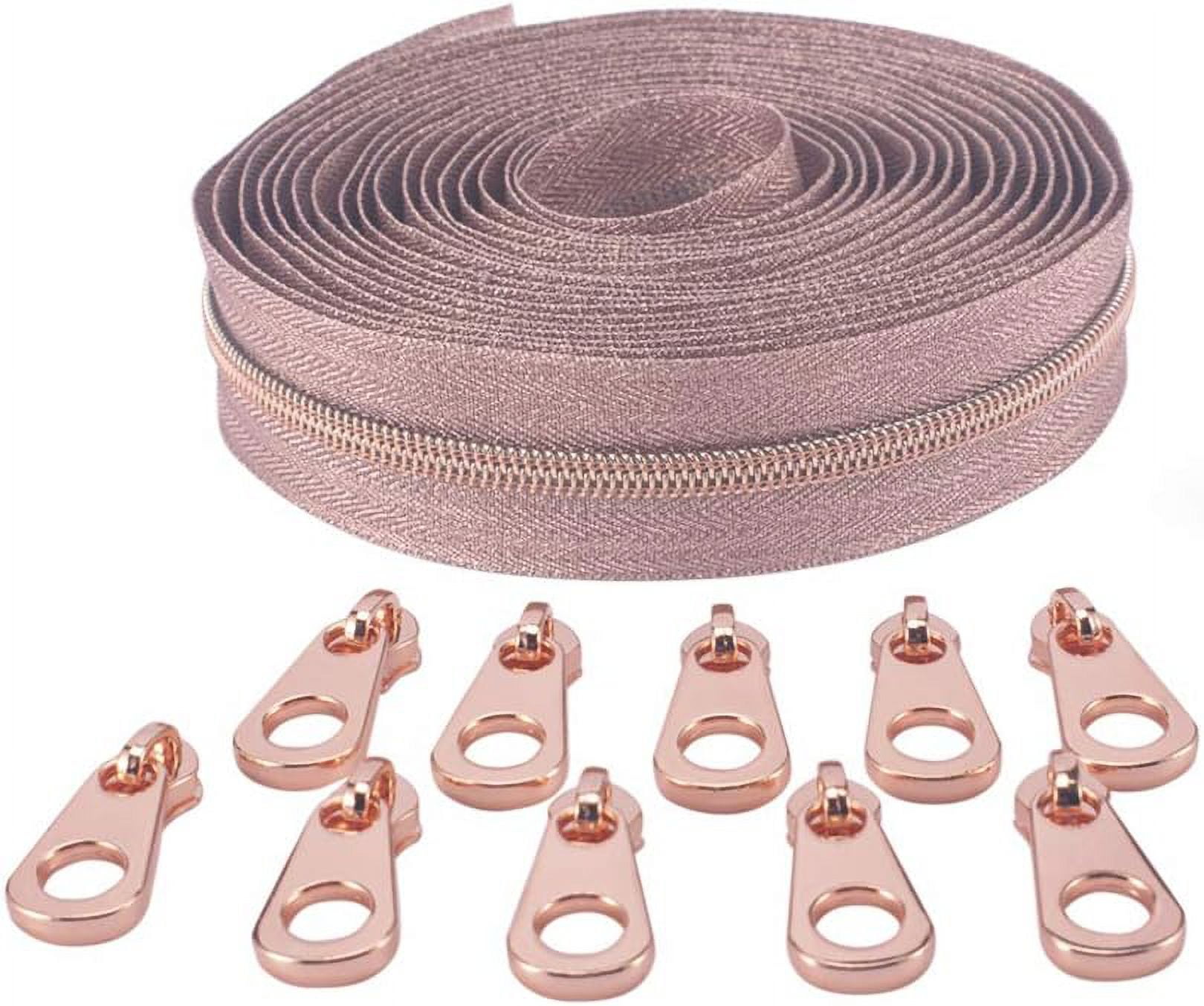 Nylon Metal Spool Zip - Decorative Ribbon with 10 Rose Gold Sliders (5 ...