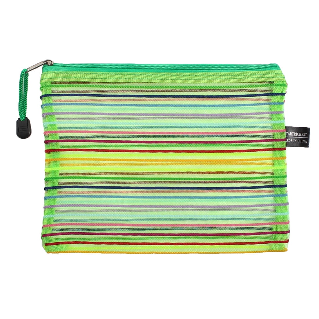 Nylon Multicolor Stripes Zipper Closure A5 Paper Documents Pen File Bag ...