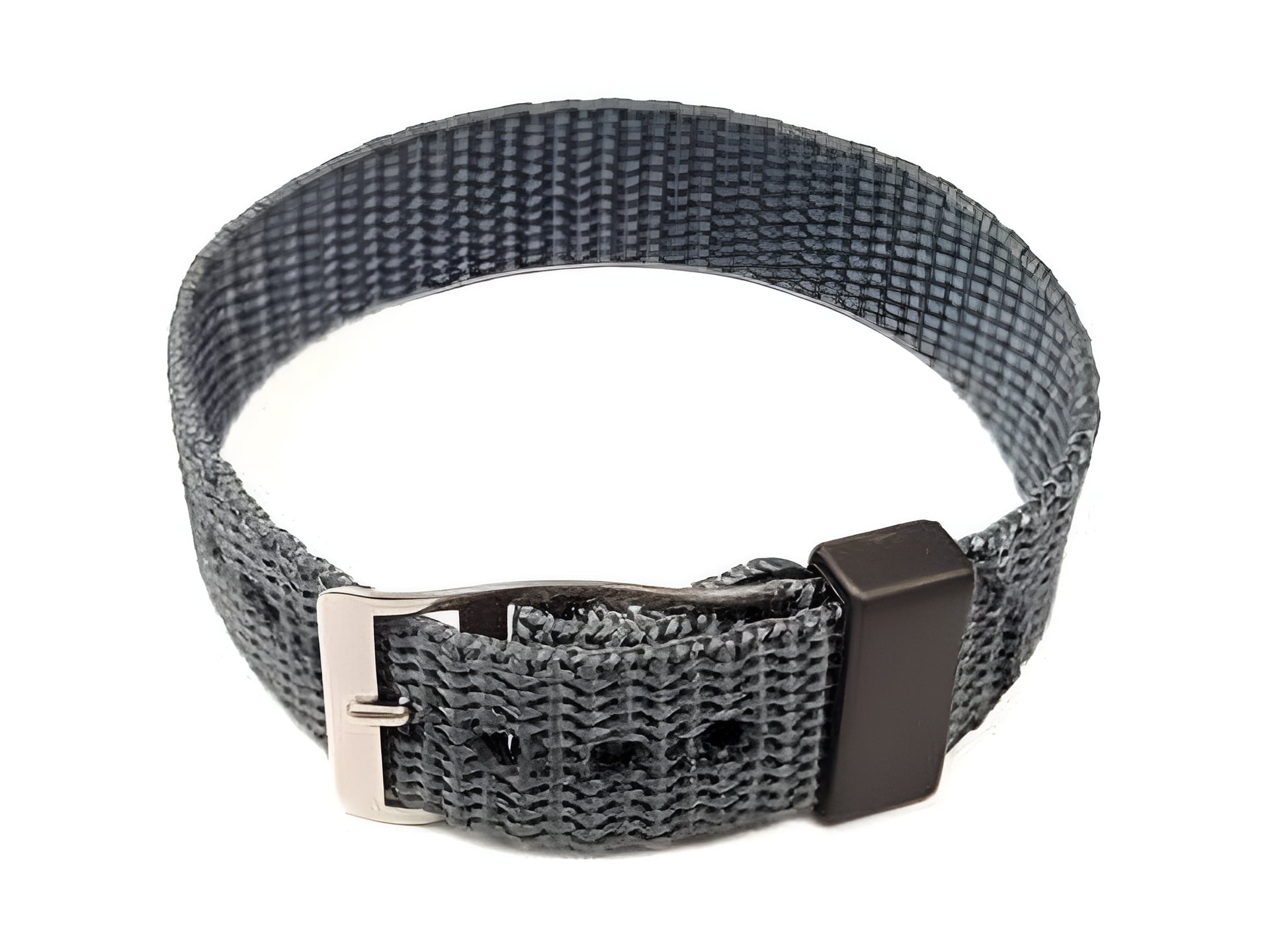 20mm Gray Nylon One Piece Slip Thru Sport Wrist Watch Strap with Silver ...