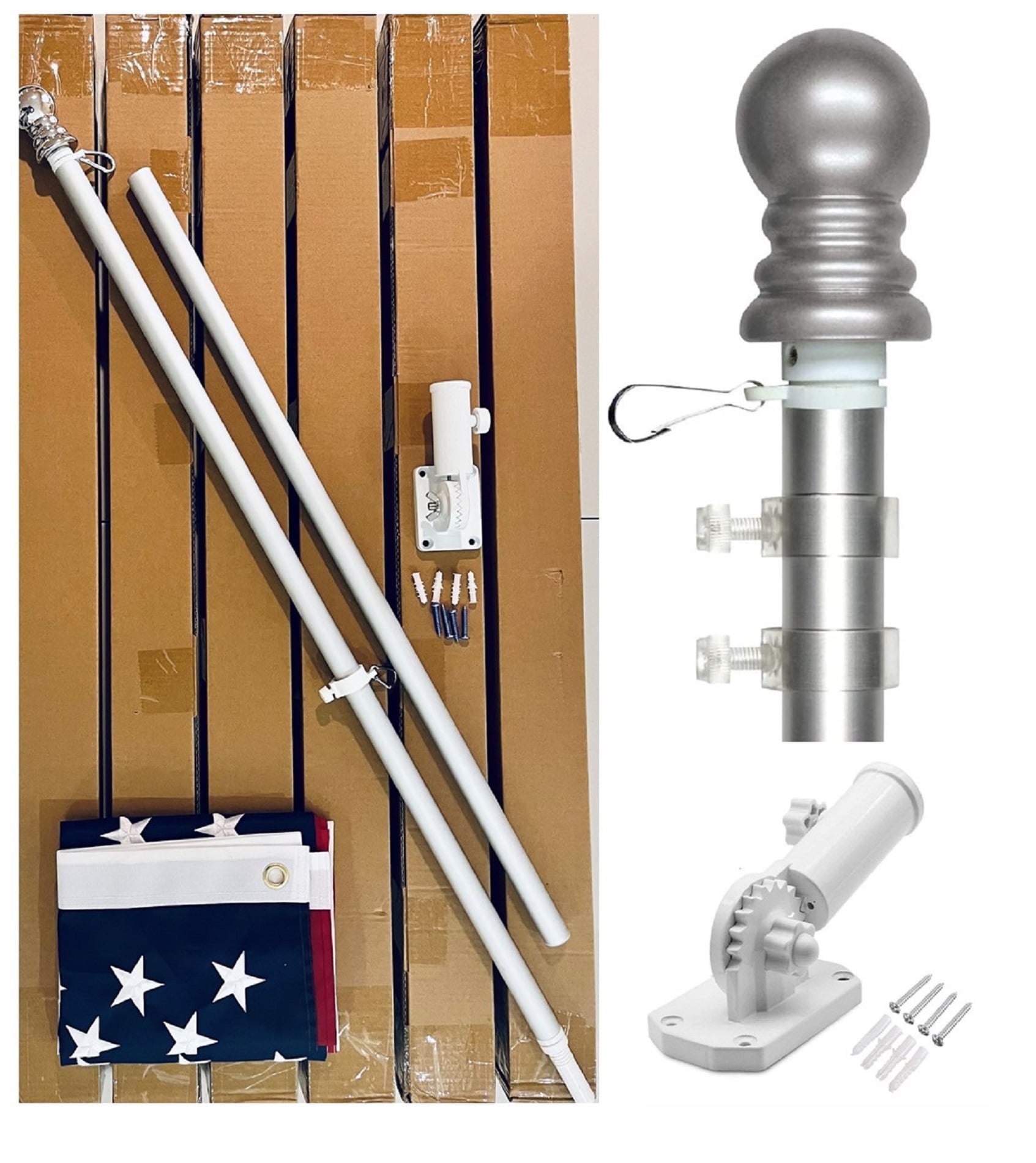 6 Pack Nylon, Outdoor 2x3 Foot American Flag And Pole Sets - Walmart ...