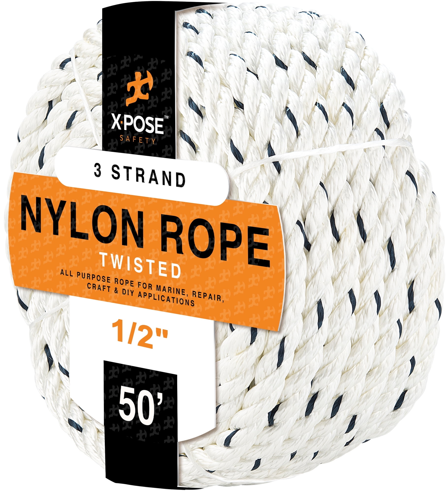 Nylon Poly Rope - 1/2 Inch Polyester & Nylon Rope 50' - Up to 10x ...