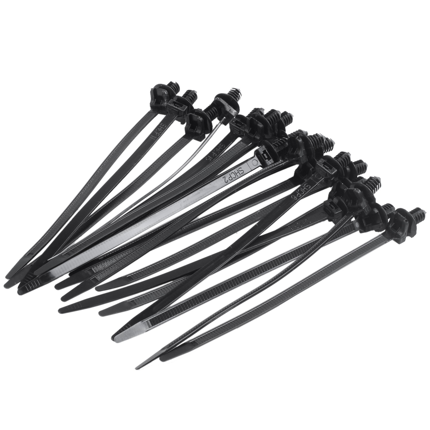 Nylon Push Mount Car Dome Cable Zip Tie, 162mm Length, 20 Pcs, Black ...