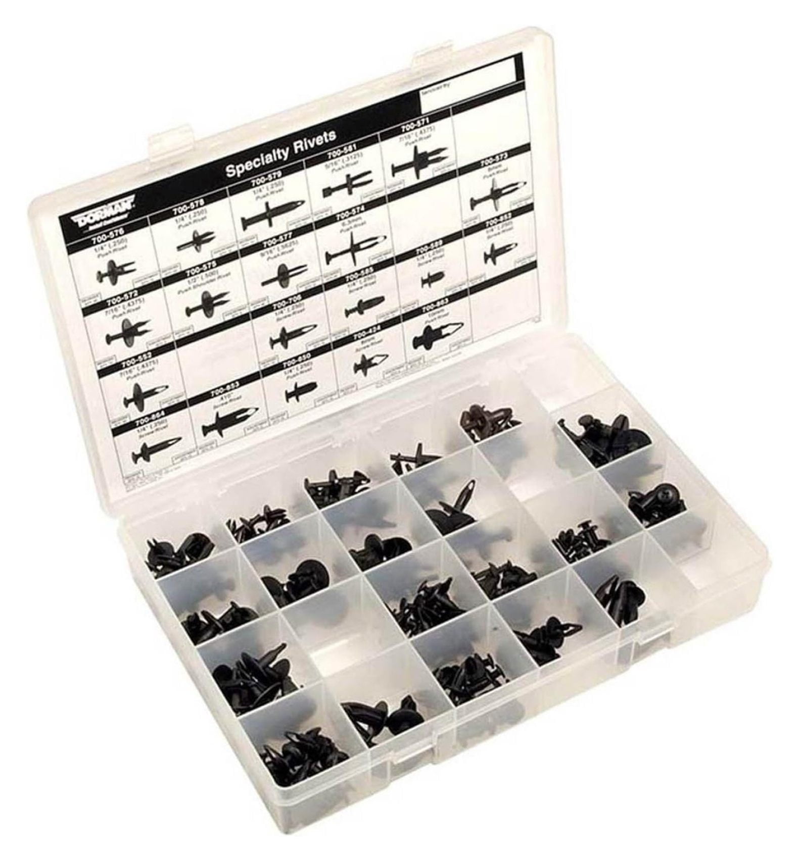Nylon Push/Screw Rivet Assortment ( 030-728) 20 SKU/220 Pc. Tech Tray ...