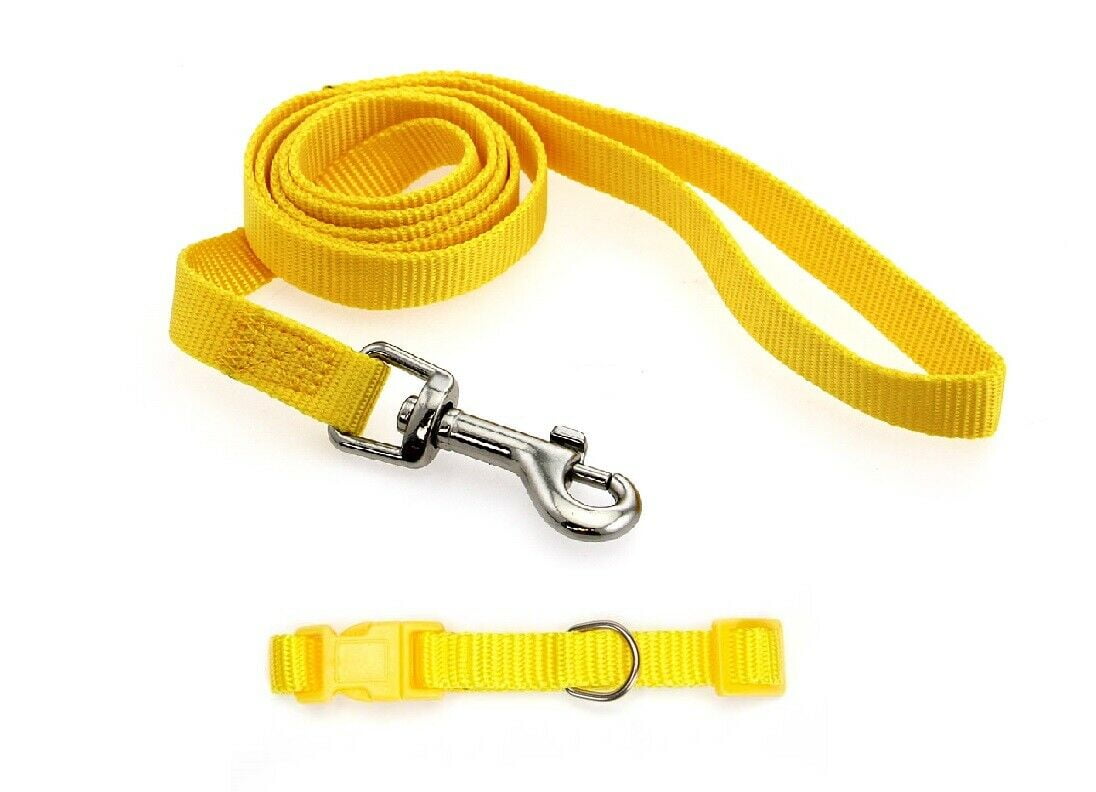 Nylon Solid Color Dog Collar and Lead 2 Piece Sets Durable Adjustable ...