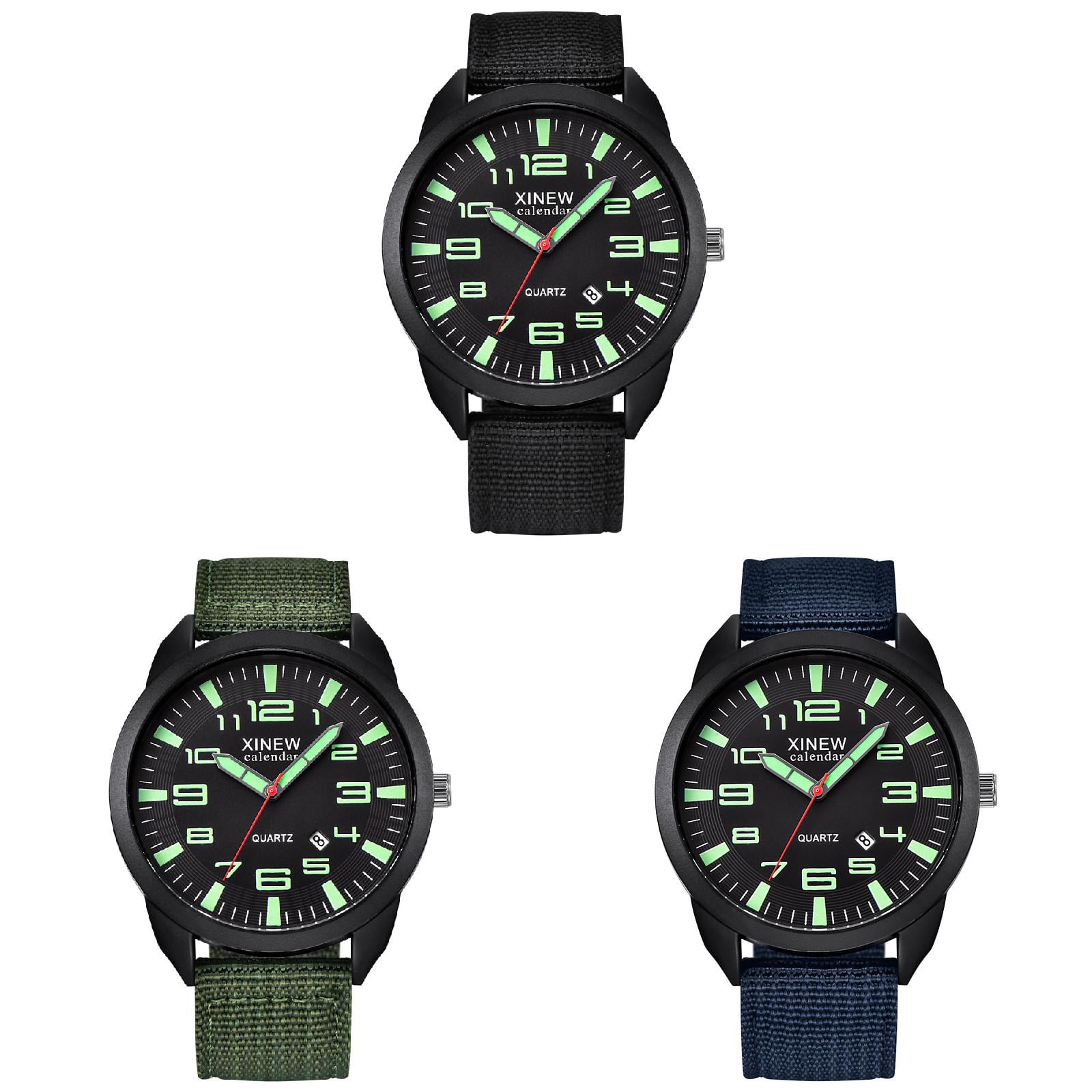 Nylon Strap Calendar Luminous Dial Outdoor Men's Quartz Watch Vibration ...