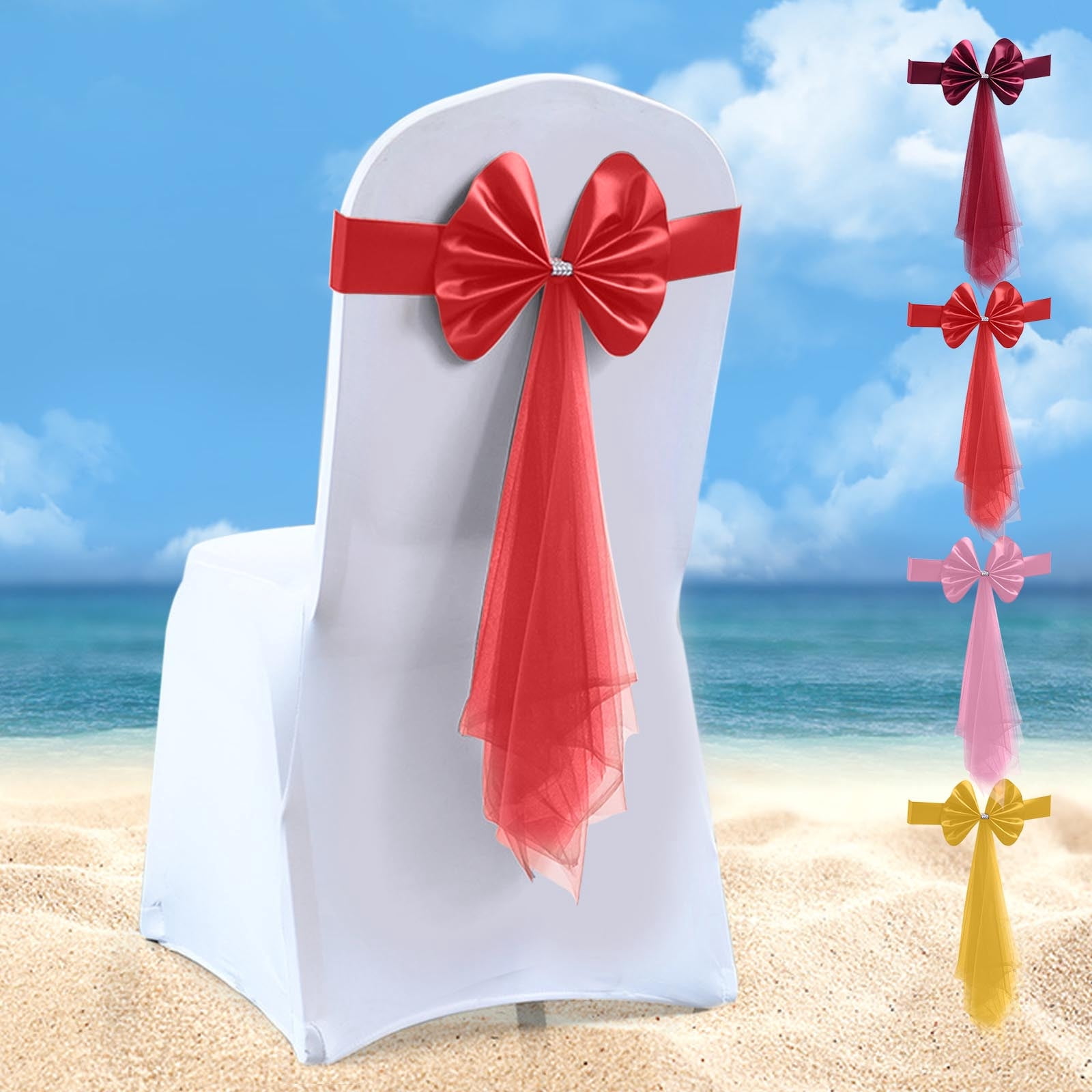 Nylon Stretch Chair Sashes Chair Bands Organza Chair sash Bows Spandex ...