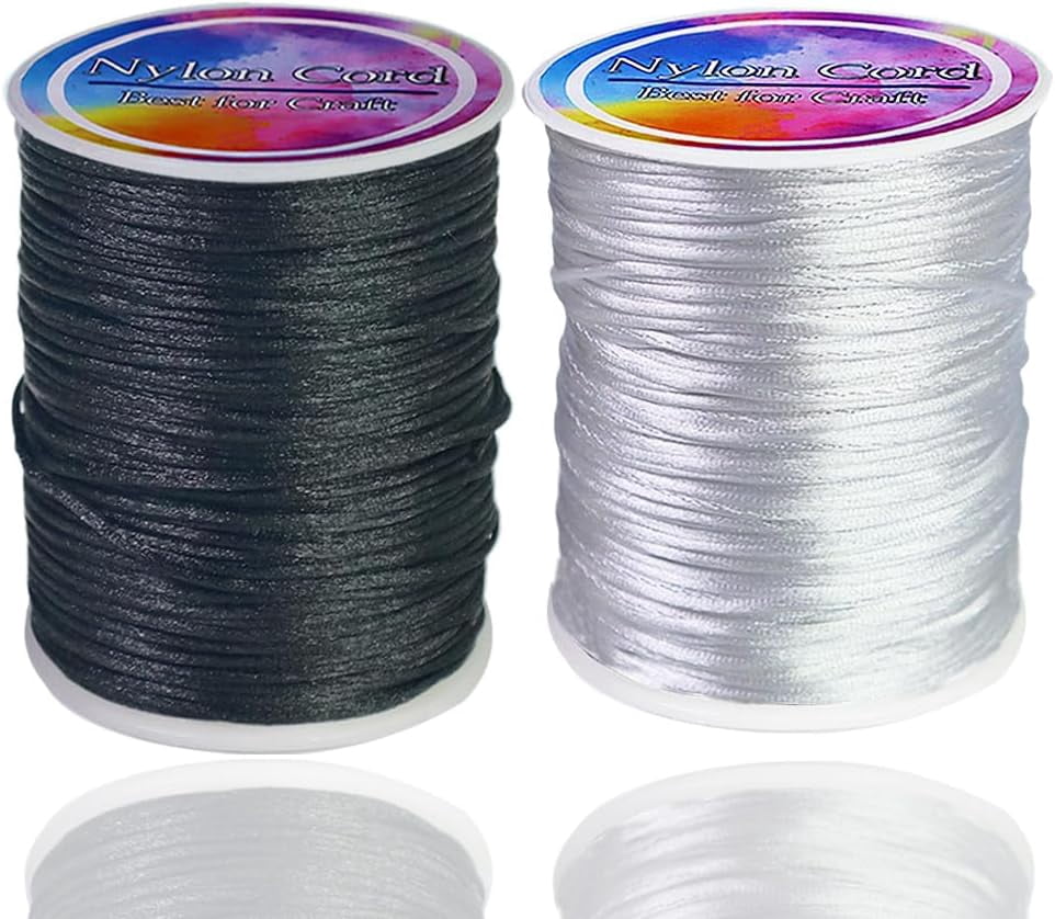 Nylon String for Bracelet Making 2 Roll 218 Yard Black&White Rattail ...
