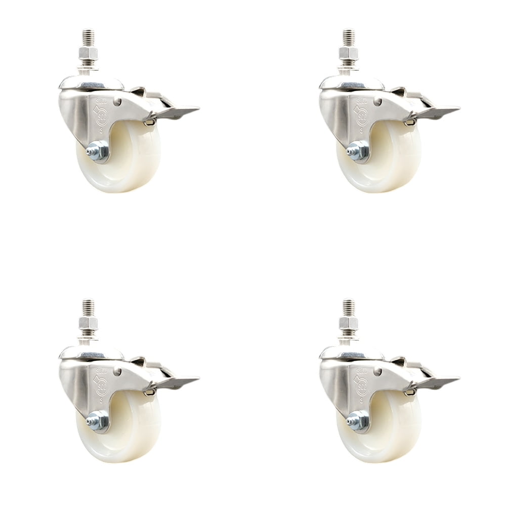 Nylon Swivel Stem Caster Set of 4 with 3 Inch Caster Wheels - 10mm ...