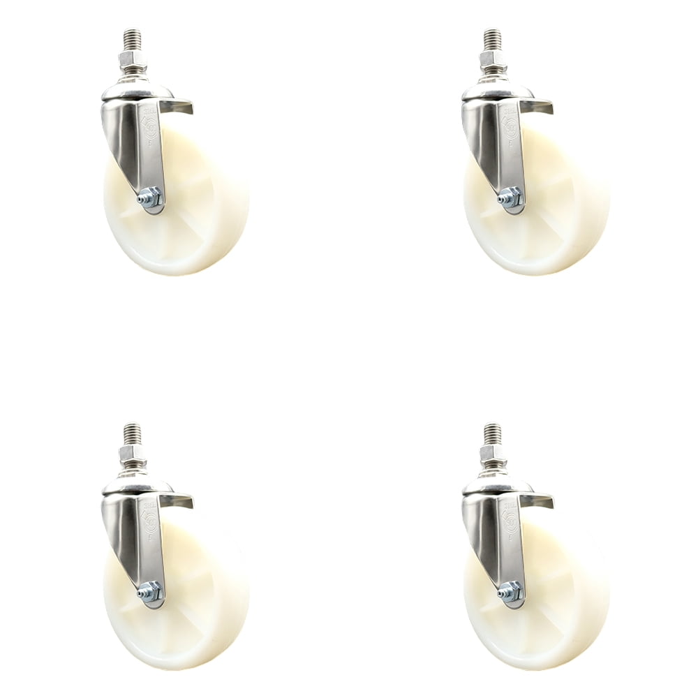 Nylon Swivel Stem Caster Set of 4 with 5 Inch Caster Wheels - 12mm ...