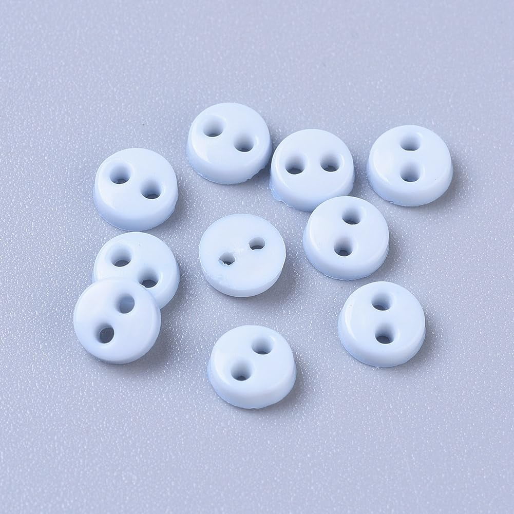 Nylon Tiny Button Micro Buttons Sewing Buttons 2-Hole Light Sky Blue 4 ...