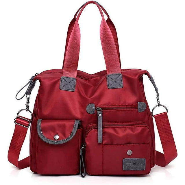 Nylon Tote Bag for Women Multi Pocket Shoulder Bag Waterproof Diaper ...