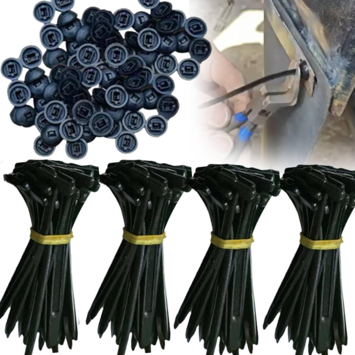 Nylon Universal Cable Tie Buckle, Heavy Duty Self-Locking Nylon Zip Ties Holder, Black Zipties ...