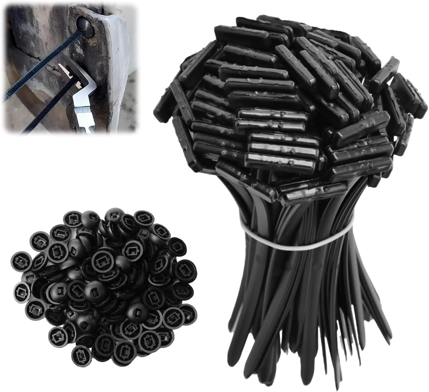 Nylon Universal Cable Tie Buckle, Heavy Duty Self-Locking Zip Ties Holder with Pin & Button ...