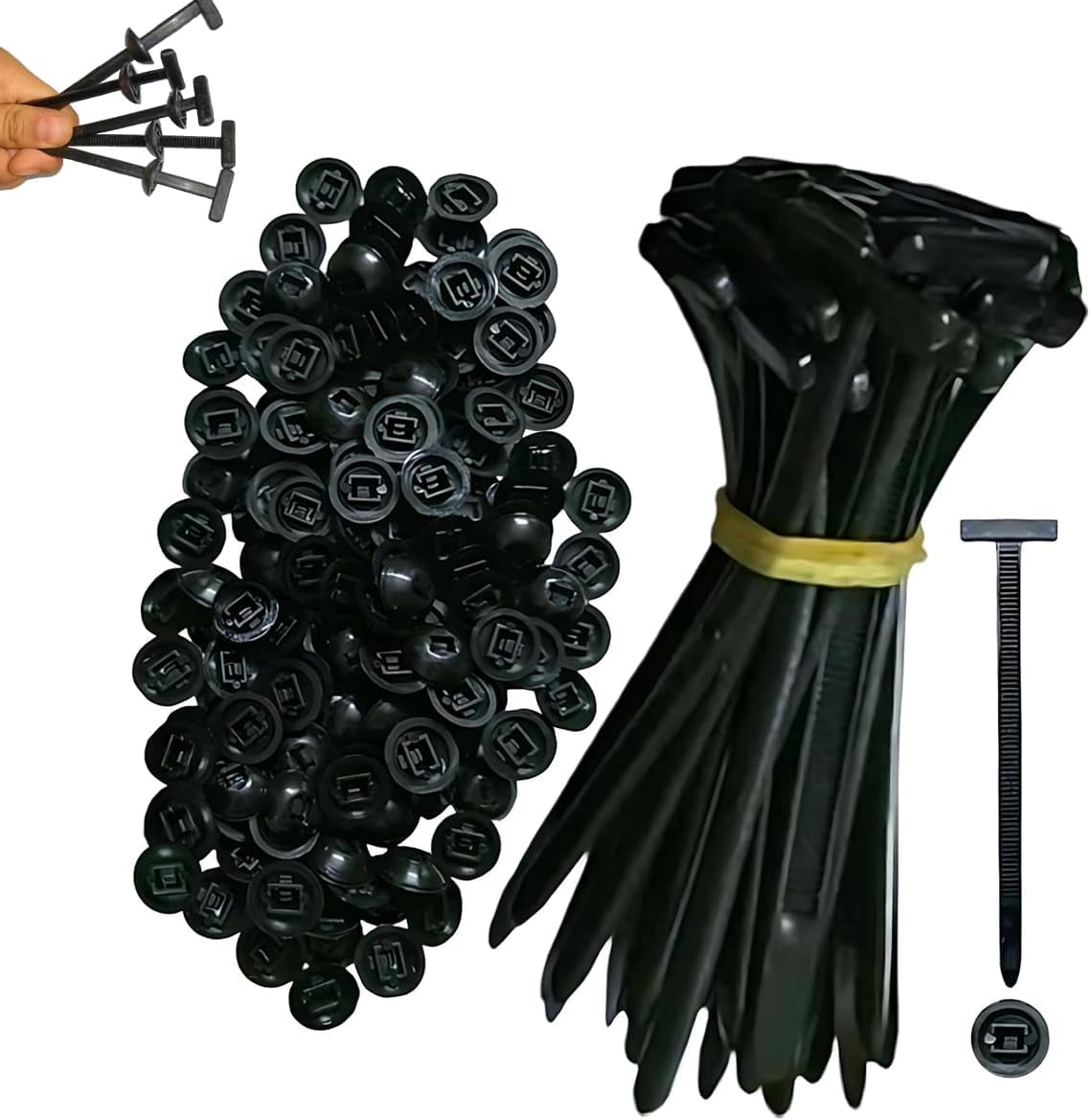 Nylon Universal Cable Tie Buckle, Heavy Duty Self-Locking Zip Ties Holder with Pin & Button ...