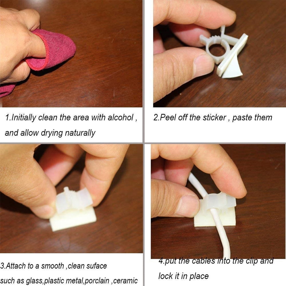 Nylon Wire Adjustable Cable Clips Adhesive Cable Management Clips ...