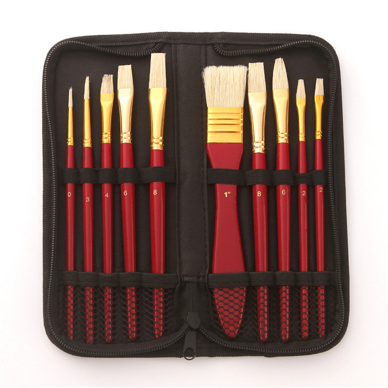 Nylon Wool Watercolor Brush, Red Bristle Pig Hair|Paint Brush Set 10 ...