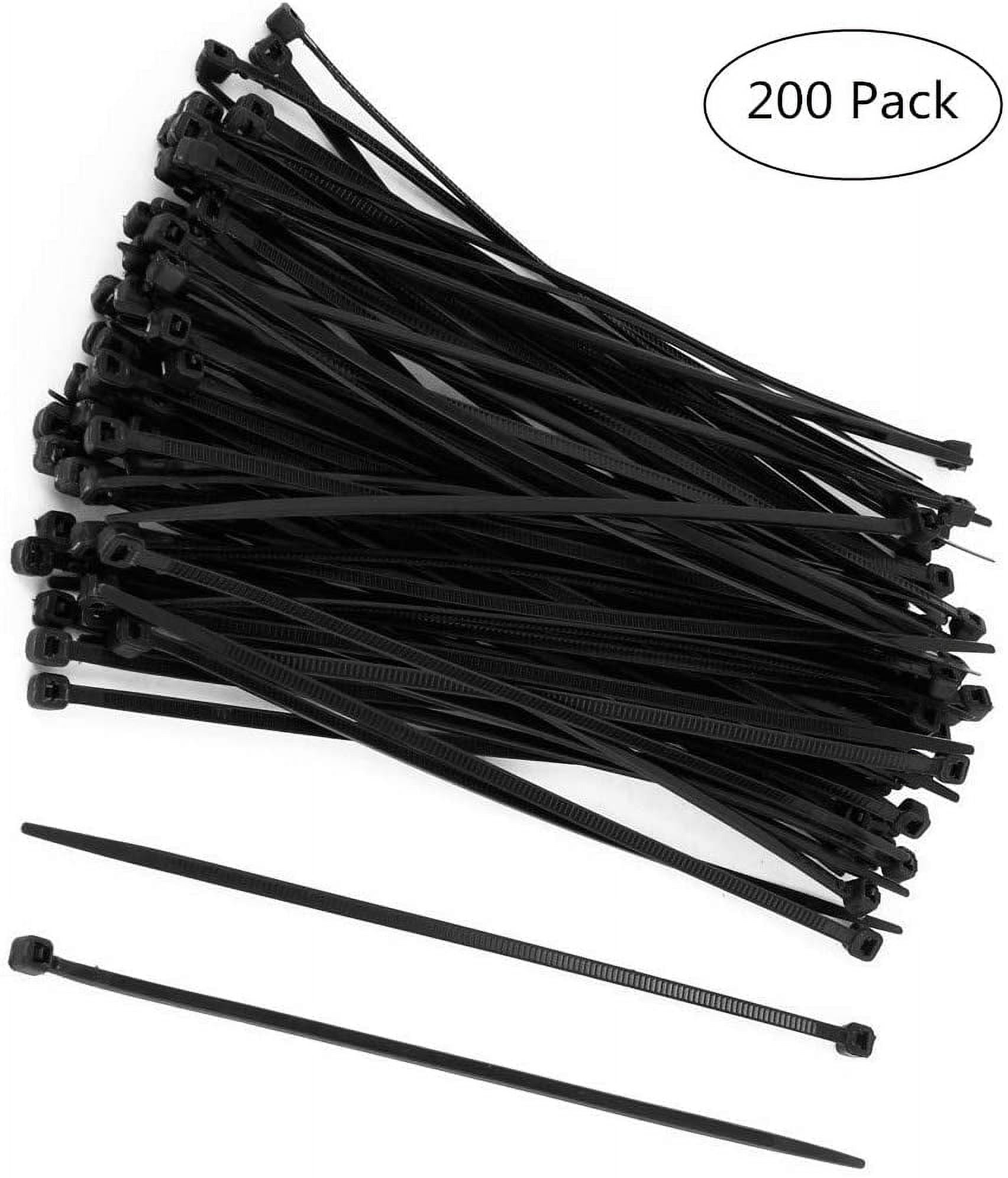 Nylon Zip Ties (PACK OF 200) 8 Inch Cable Ties in Black - 50lb Strength ...
