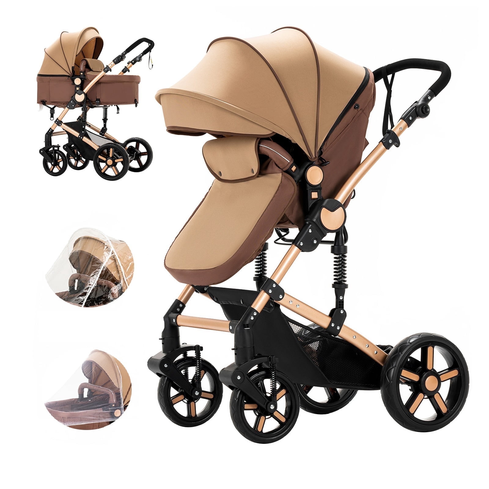 Nymph ZC Sports High Landscape Pram,2 in 1 Foldable Baby Stroller ...