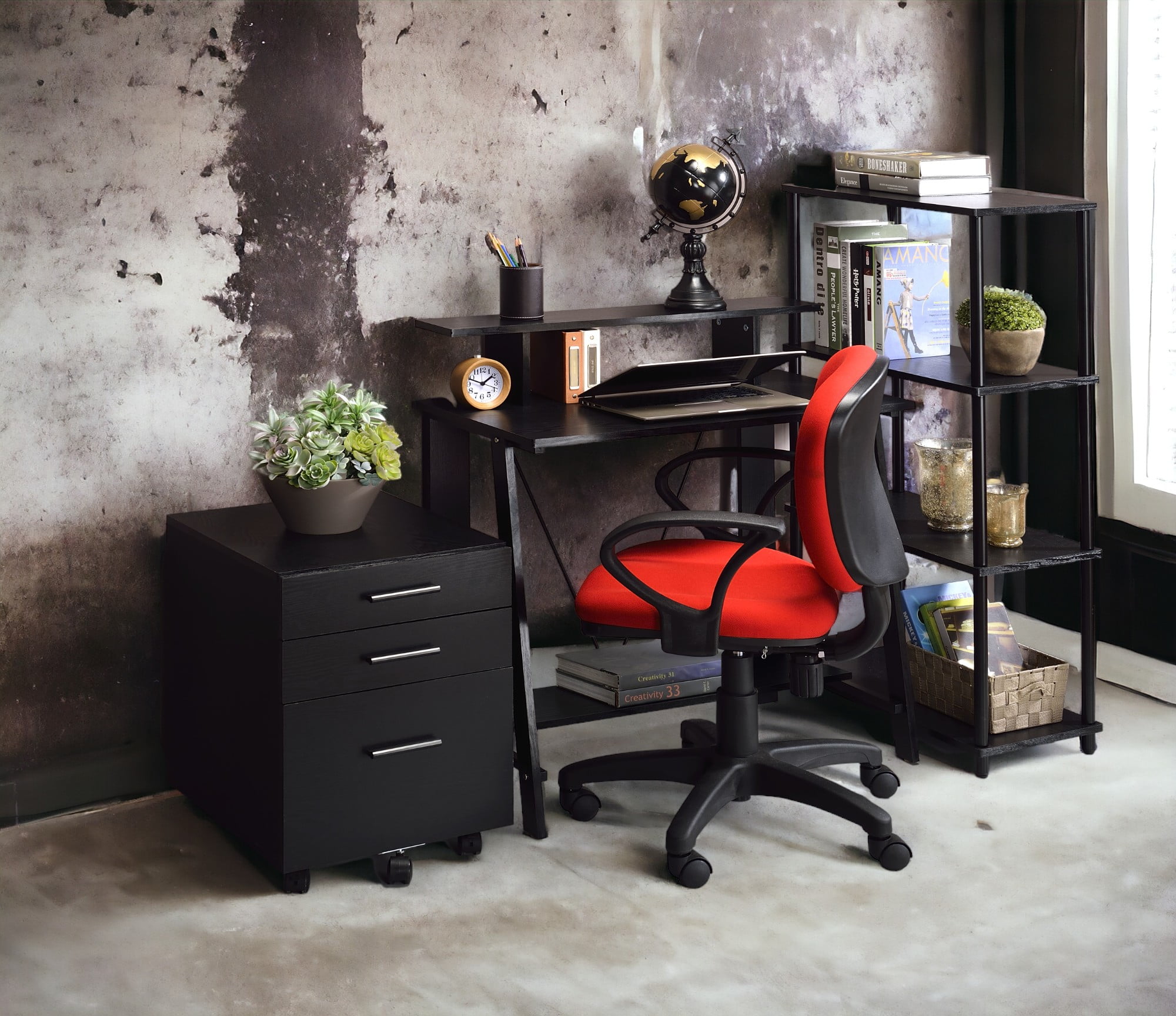Nypho Black Finish Writing Desk - Walmart Business Supplies