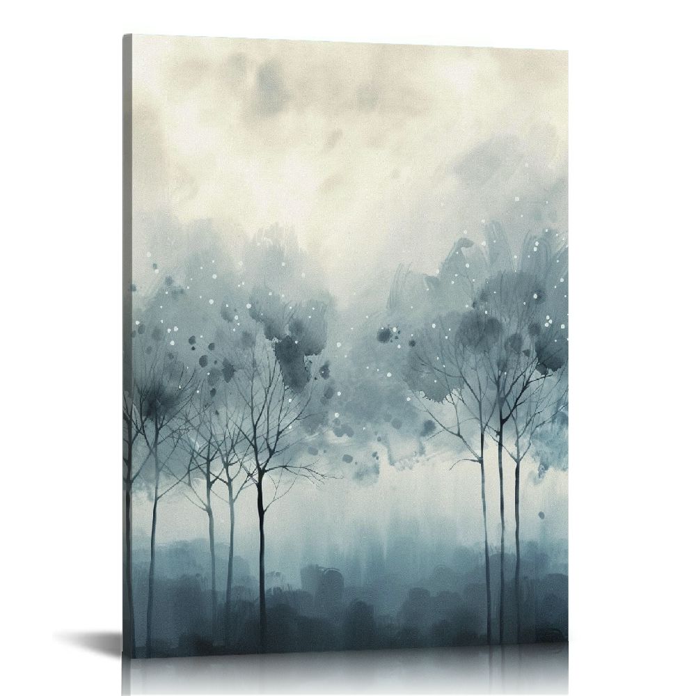 Nyssed Abstract Blue Tree Wall Art Indigo Blue Pictures Forest Tree ...