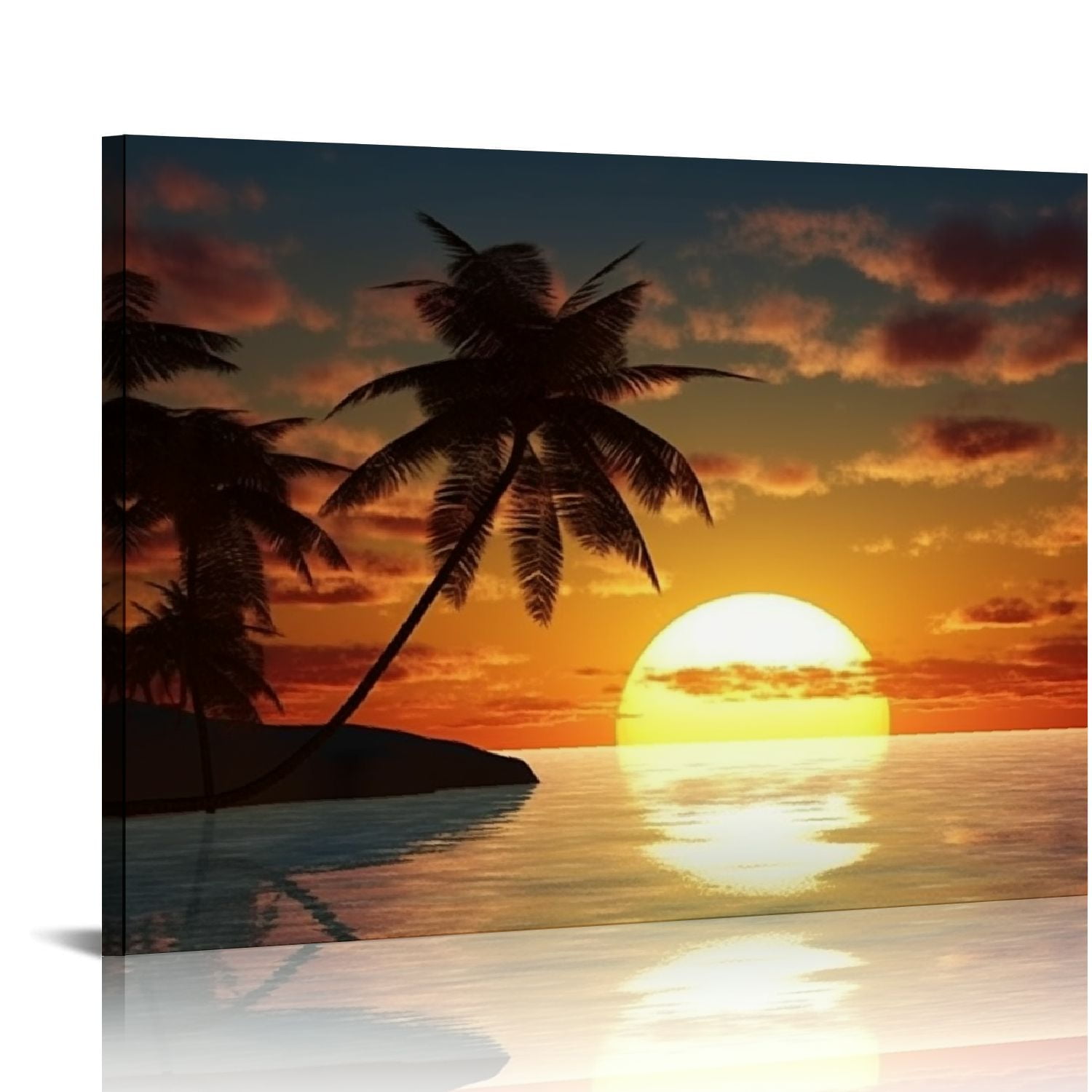 Nyssed S75650 Sunset Coconut Palm Trees Canvas Wall Art Palm Trees on ...
