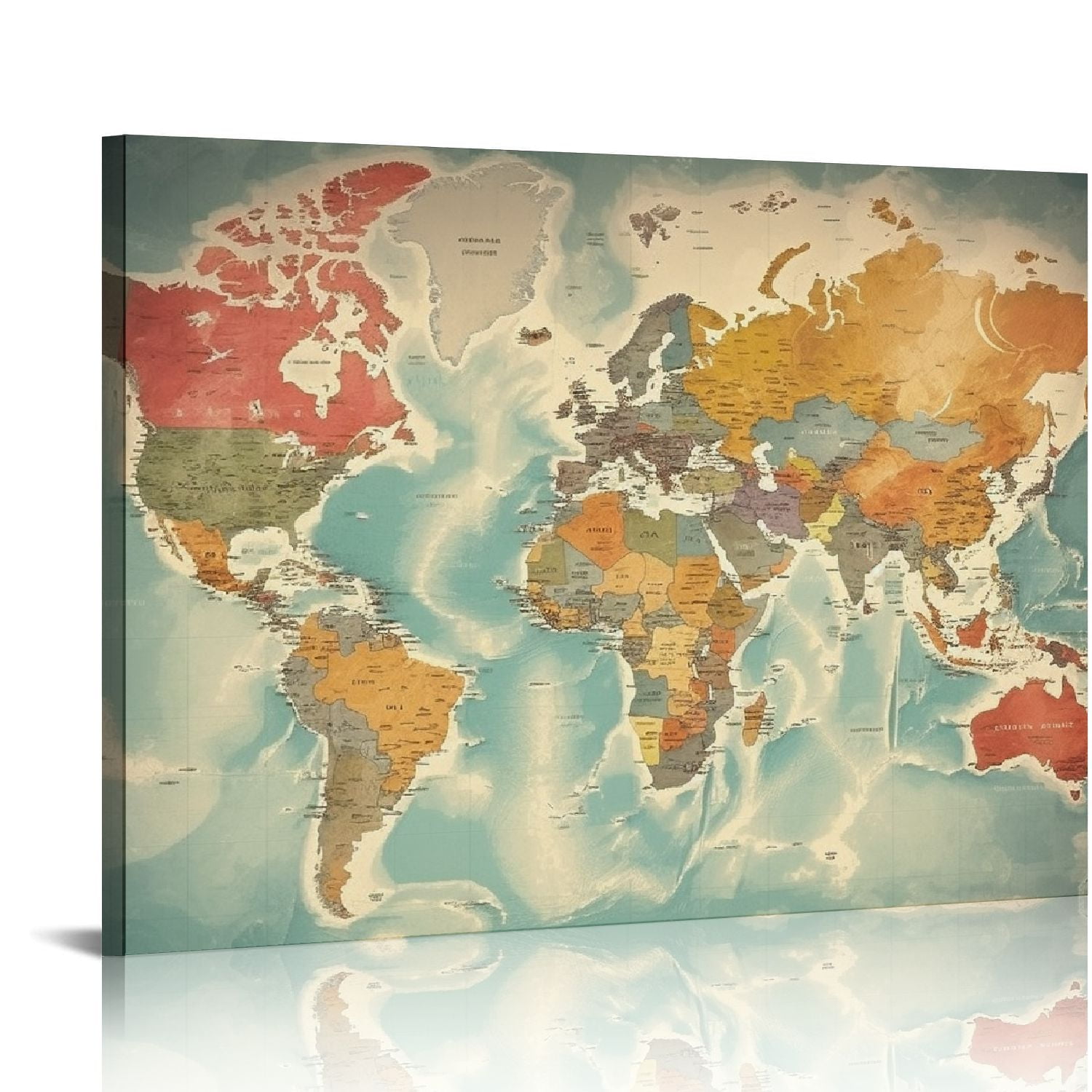 Nyssed World Map Wall Art Canvas Wall Art Pictures Artwork Bedroom ...