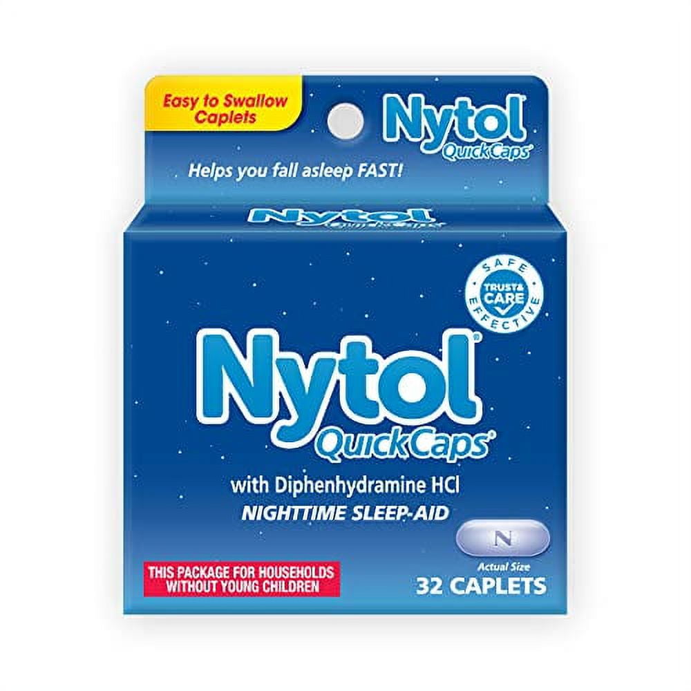 Nytol Quick Caps Nighttime Sleep Aid Medicine, Fast Acting Pills for ...