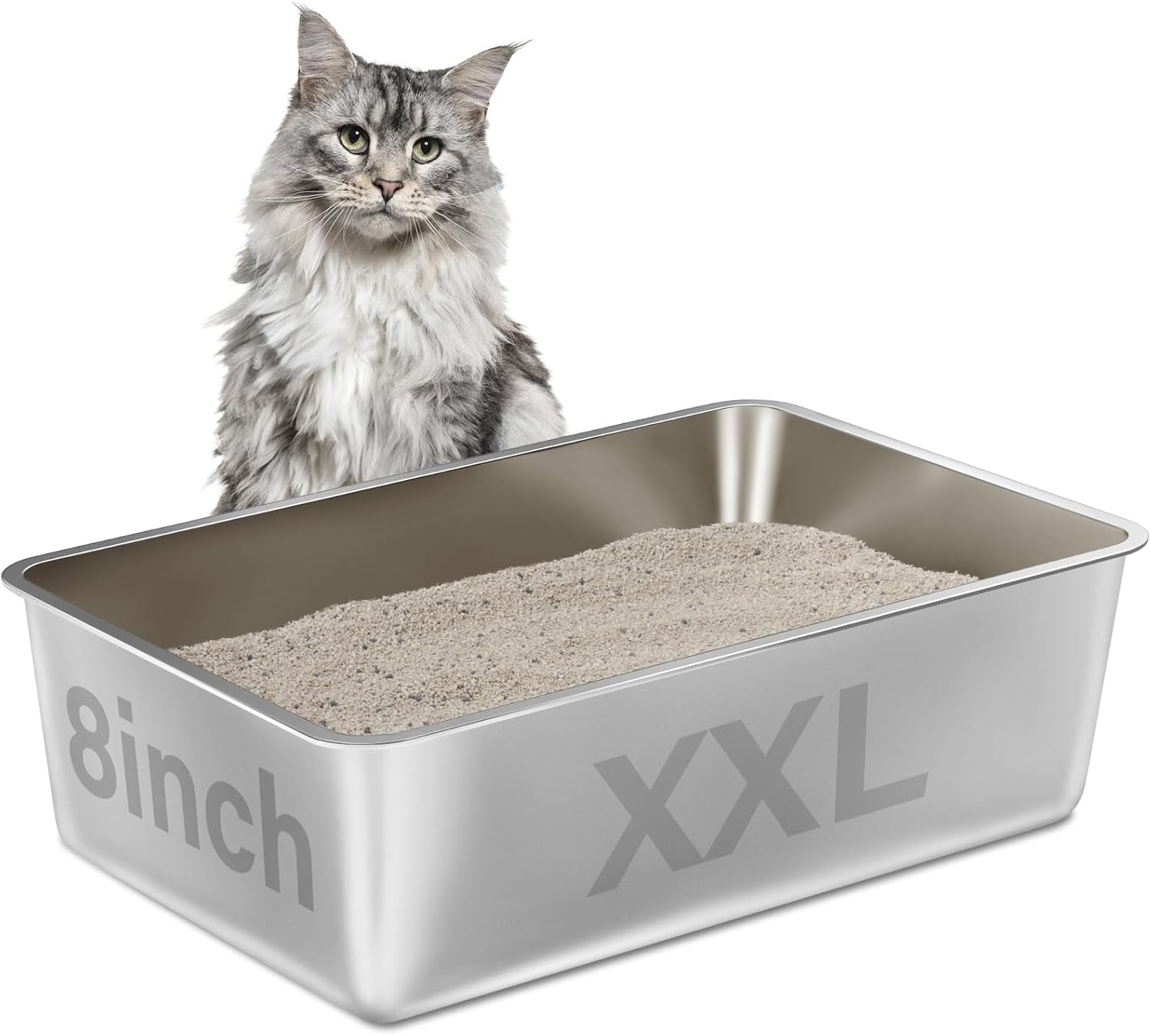 Nyutu Stainless Steel Litter Box 2 Pack, 23.6x15.8x8 Inch(Deep ...