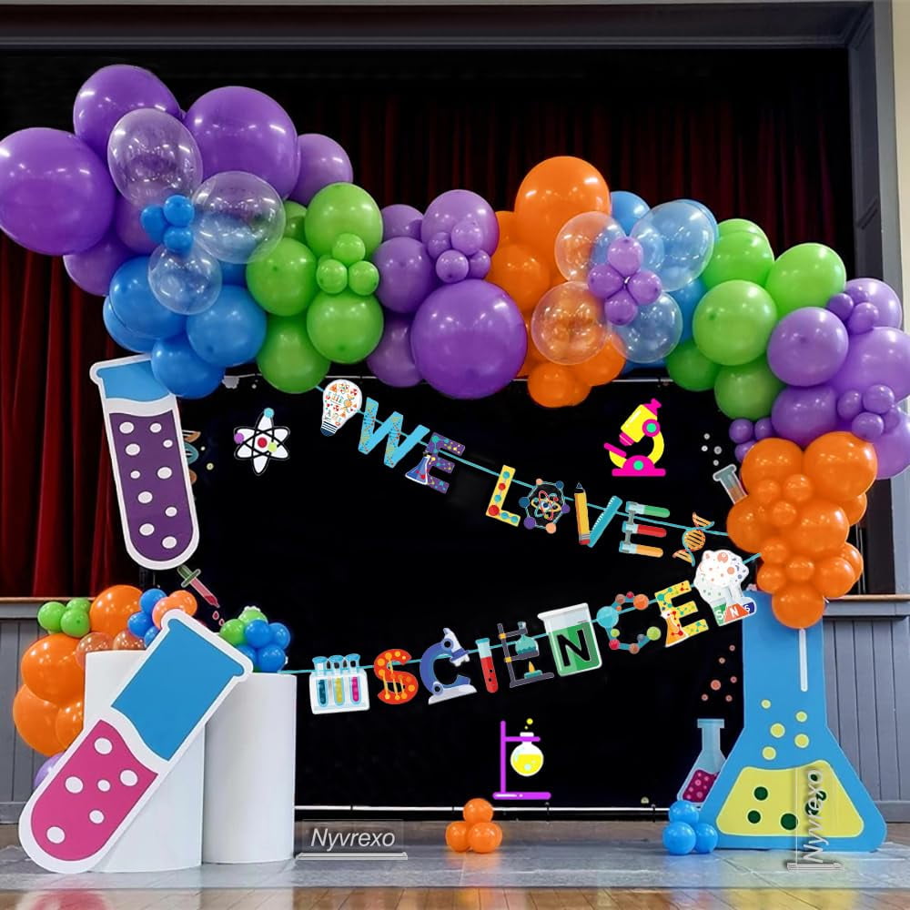 Nyvrexo 141PCS Science Party KEF16 Decorations, Banner, Rainbow Arch ...