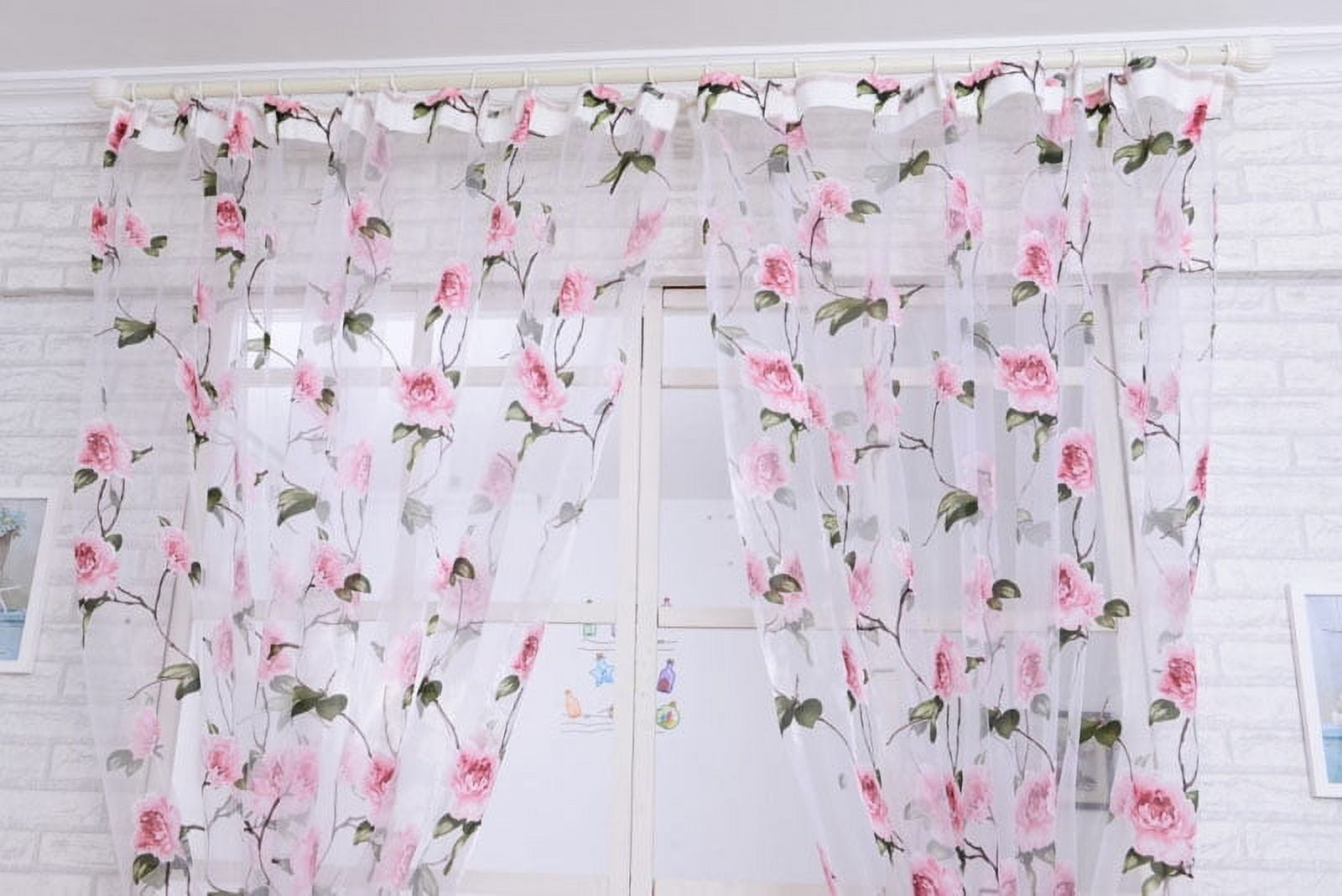Nywaba Rod Pocket Short Curtains Bedroom, Sheer Curtains, Peony Tulle ...