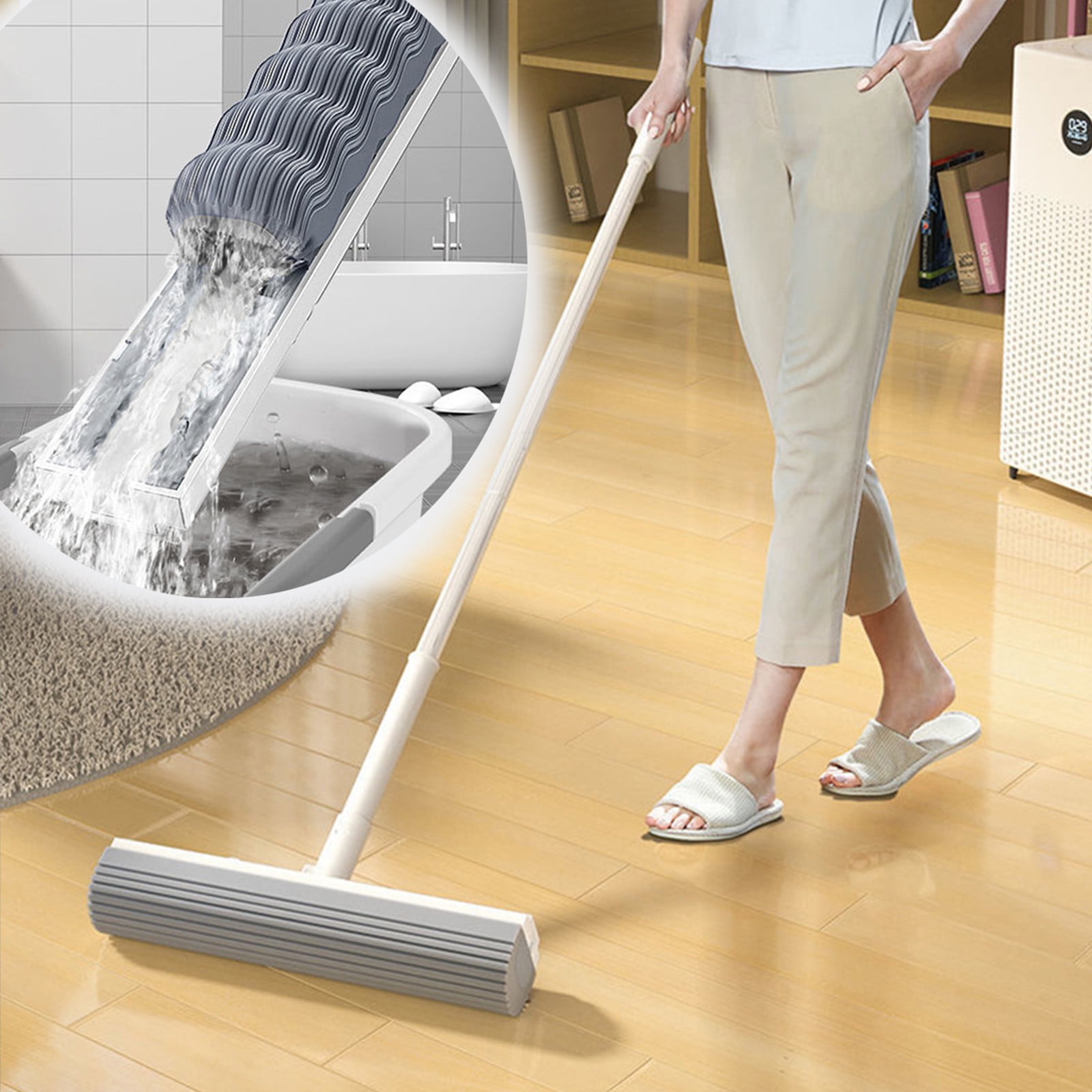 Nywaba Suction Sponge Foam Mop, Flat Floor Mop Wet Dry Dust Mop, 180 ...