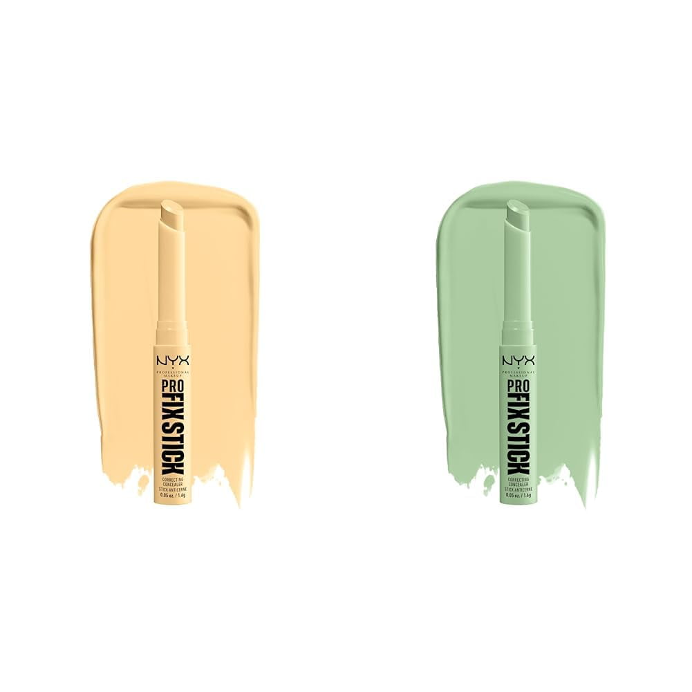 Nyx Pro Fix Stick Concealer Bundle - Yellow & Green Color Correcting ...