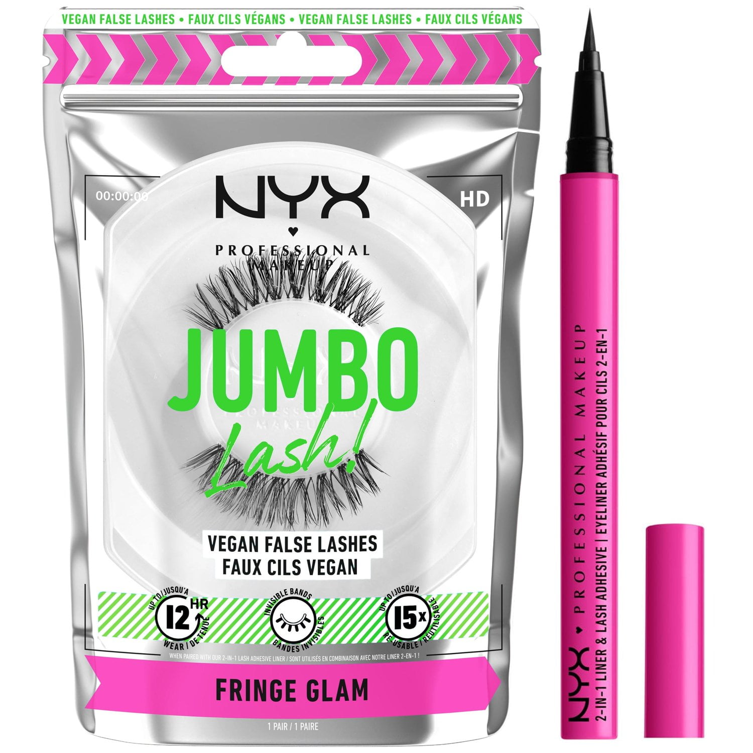 NYX Professional Makeup Jumbo Eyeliner Lash Adhesive and False Lash Set, Black - Walmart.com