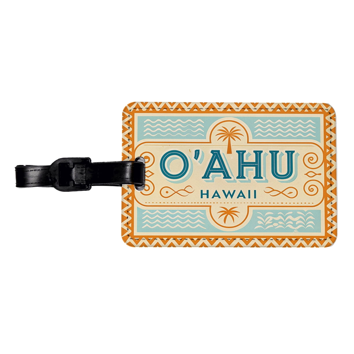 O'Ahu HI Hawaii Travel Vacation Stamp Faux Leather Travel Luggage Tag ...