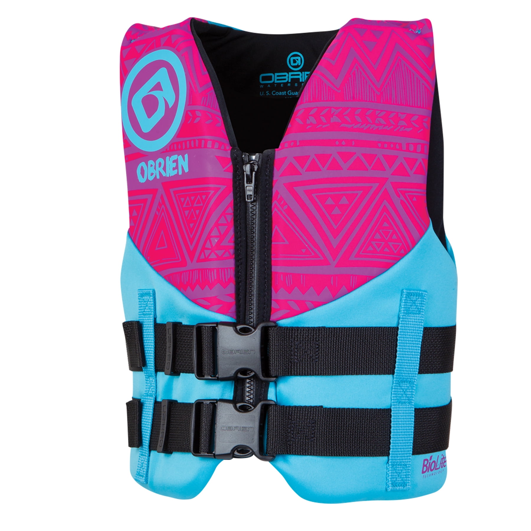 O'Brien Youth Life Jacket, Pink/Aqua (50-90 lbs, 25"-29") - Walmart.com