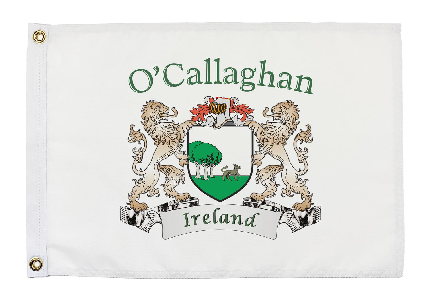O'Callaghan Irish Coat of Arms Small White Flag - 16"x10.5" inches ...