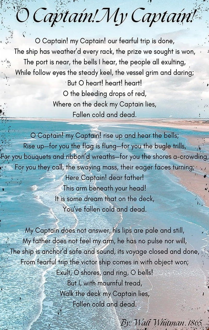 O Captain! My Captain! Poem Wall Art Deco for Bathroom Decoration ES ...