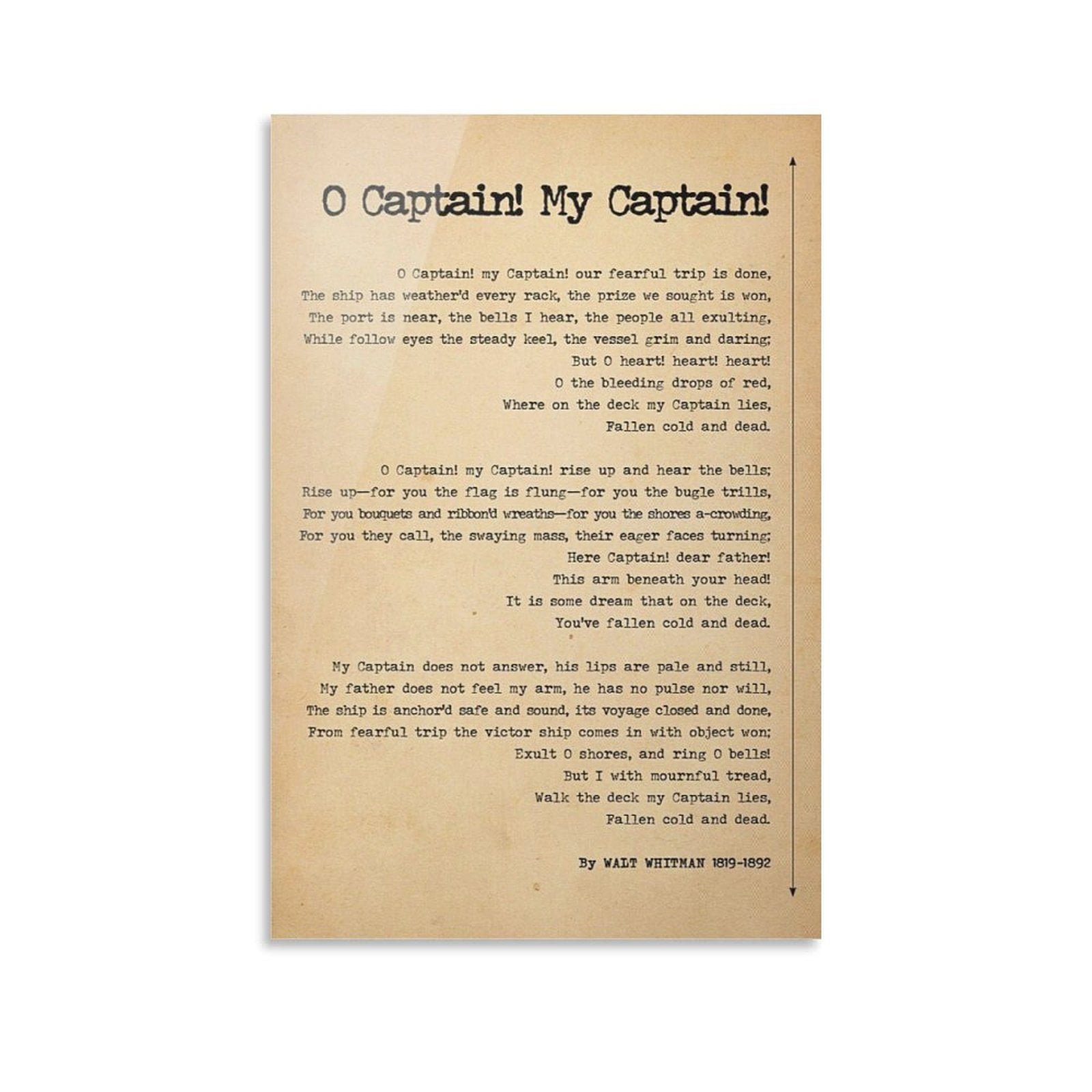 O Captain My Captain WALT WHITMAN Posters Art Print Wall Photo Paint ...