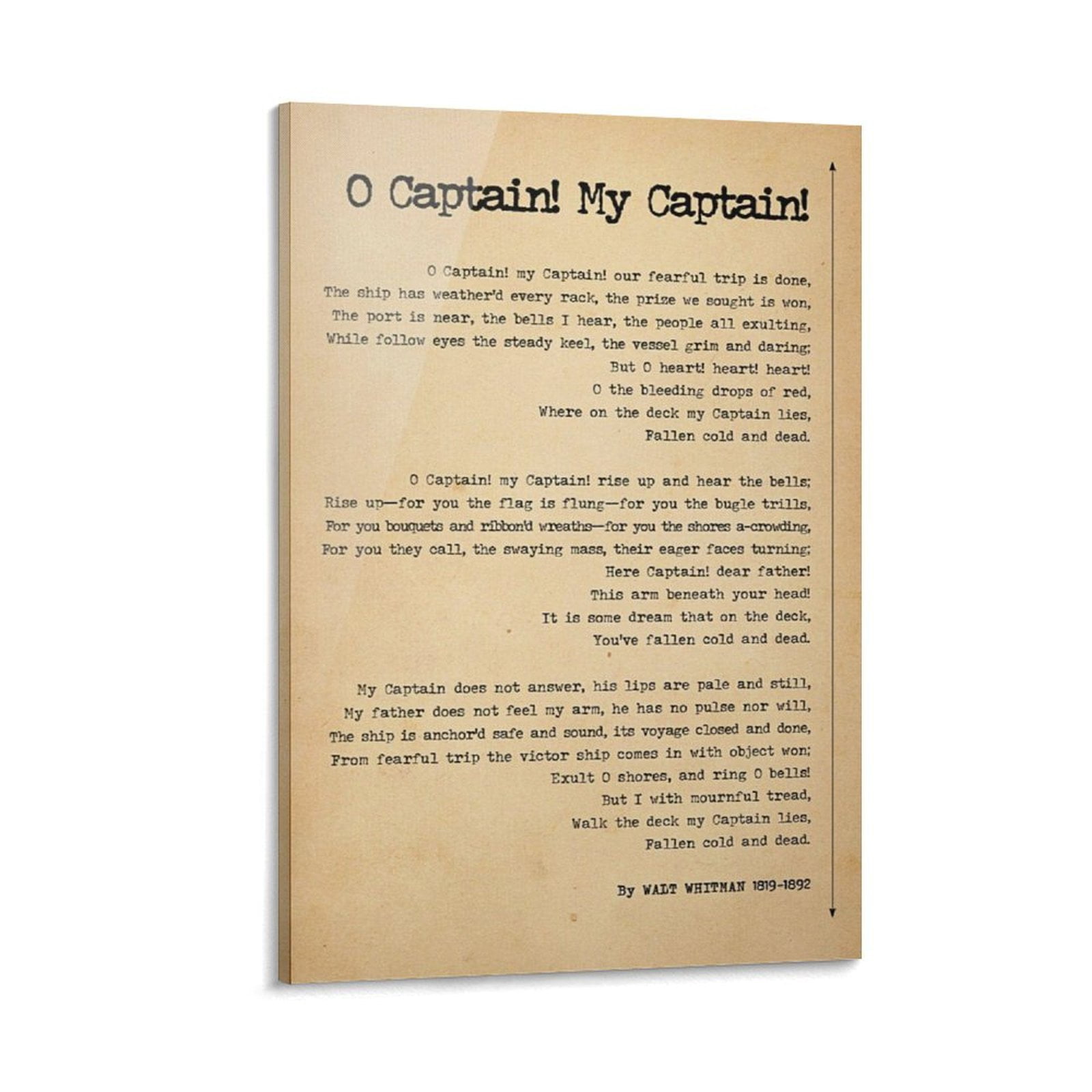 O Captain My Captain WALT WHITMAN Print Photo Art Painting Canvas ...