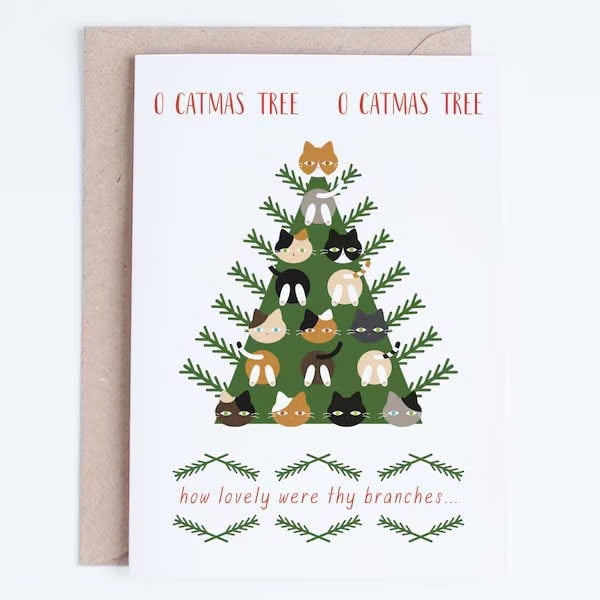 O Catmas Tree Christmas Card – Adorable Cat-Themed Holiday Greeting ...