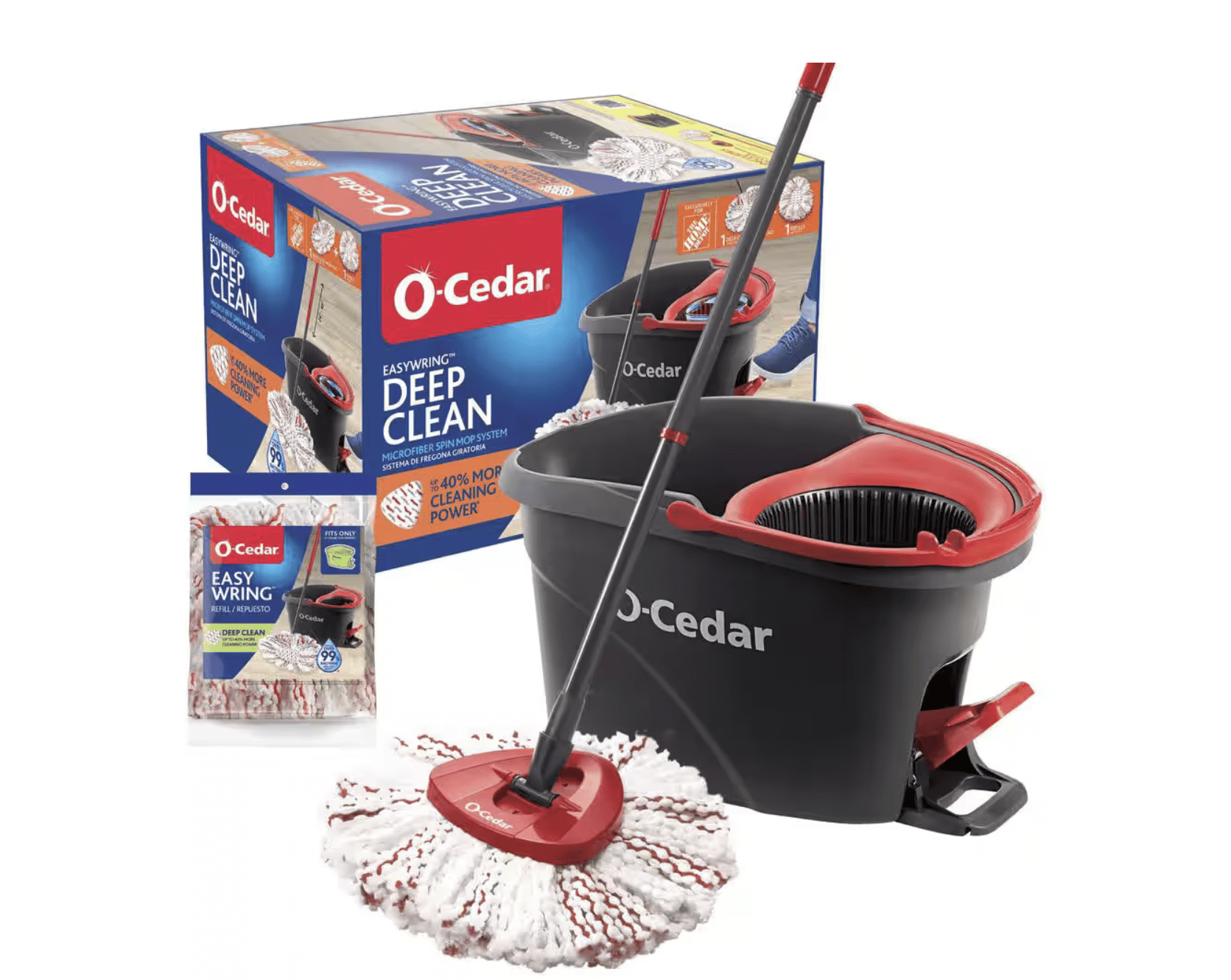 O-Cedar EasyWring Deep Clean Microfiber Spin Mop with Bucket System and ...