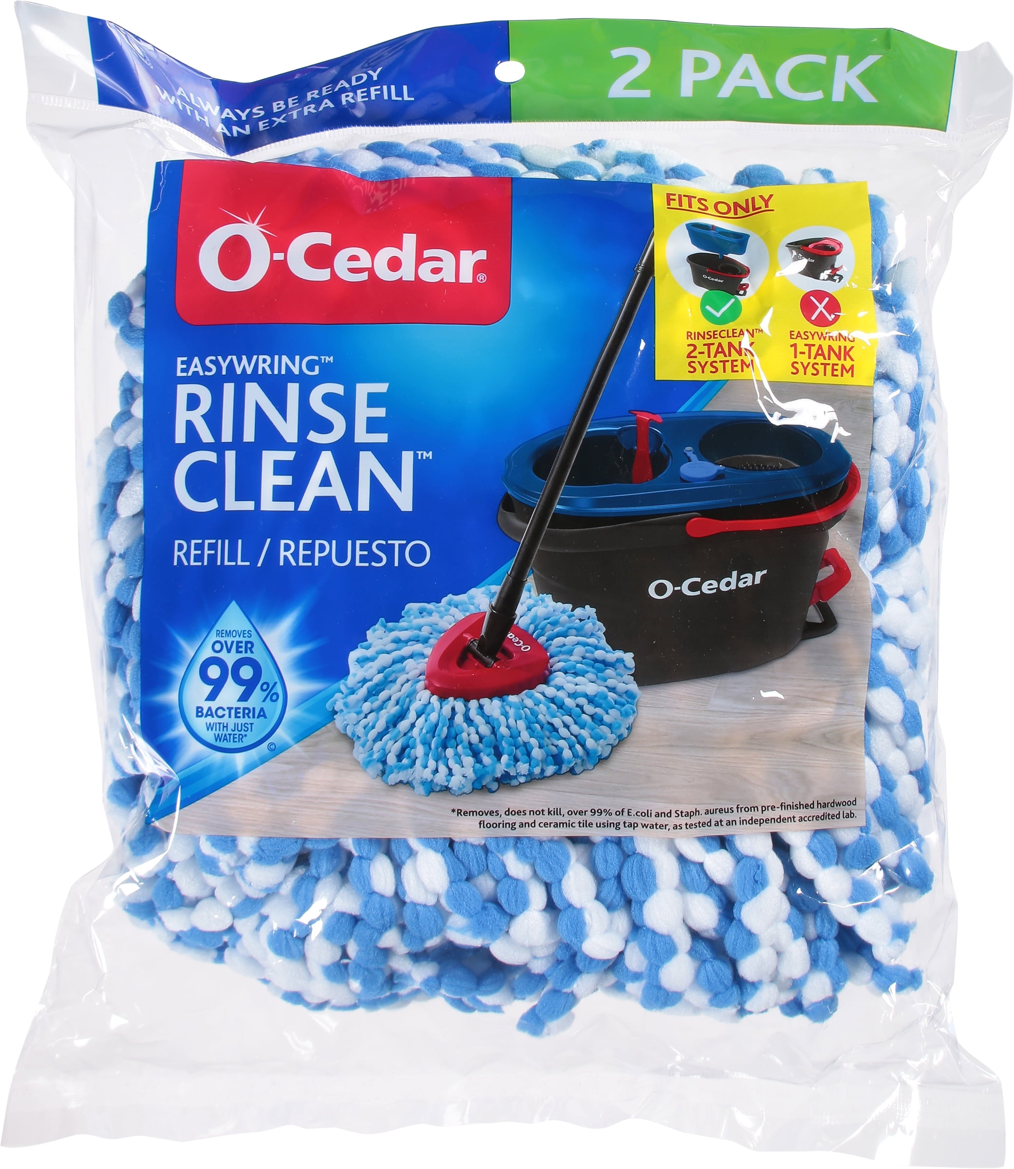 O Cedar EasyWring Rinse Clean Mop Refill, MicroFiber, Multi, 2/Pack ...