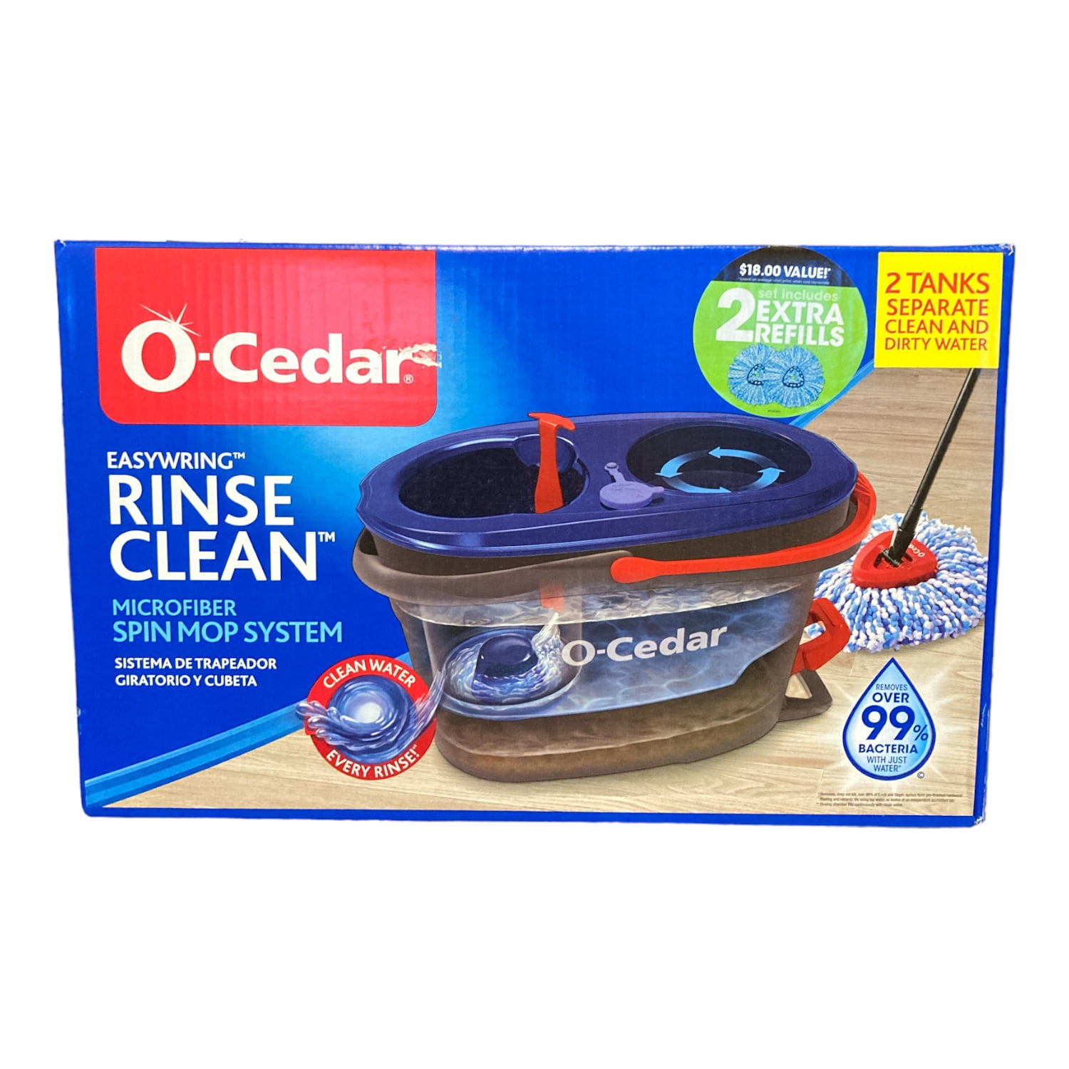 O-Cedar EasyWring RinseClean Microfiber Spin Mop & Bucket System with 2 ...