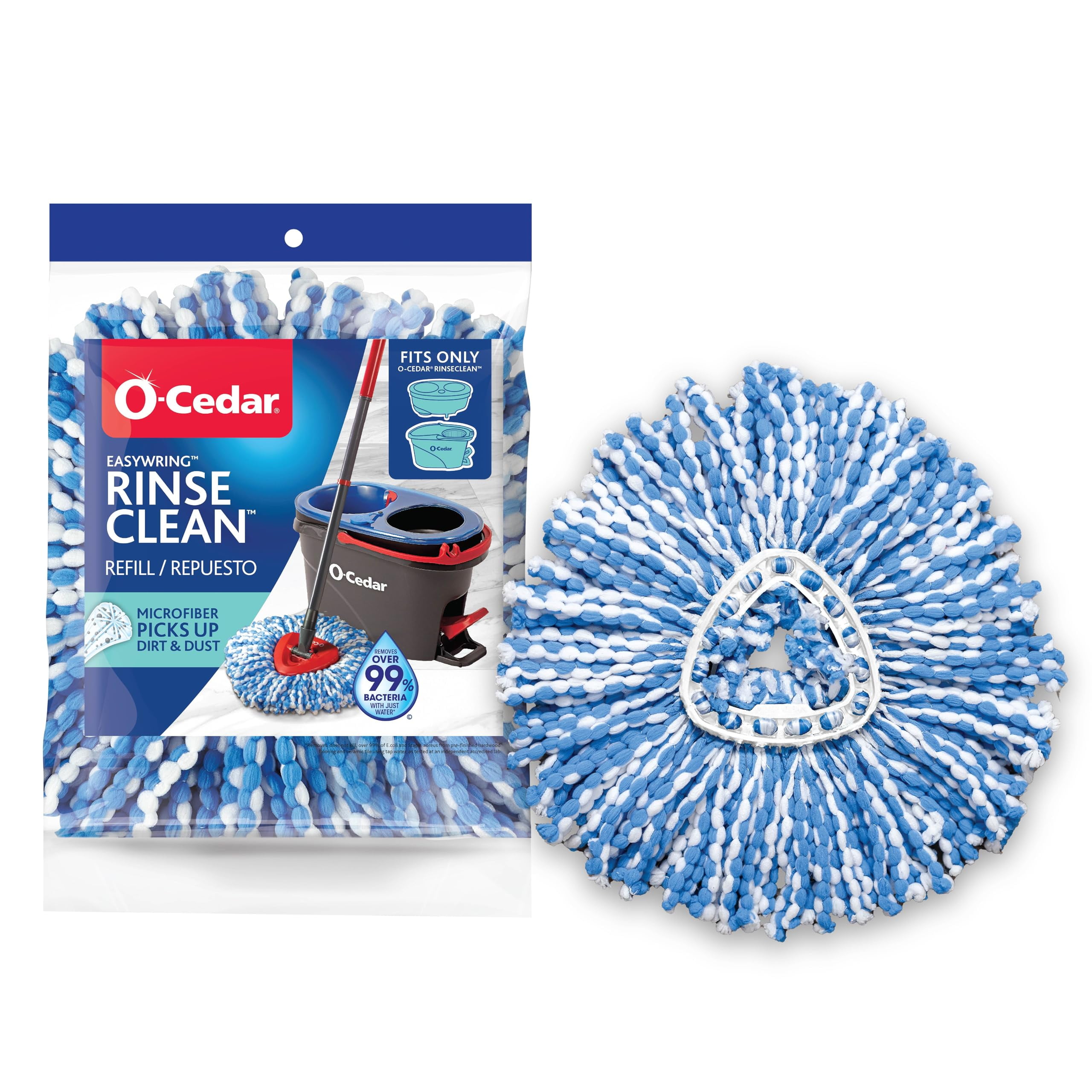 O-Cedar EasyWring RinseClean Spin SAF21 Mop Microfiber Refill, 1-Pack ...