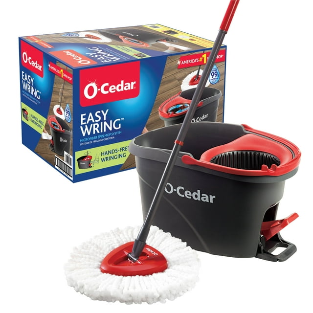 O-Cedar EasyWring Spin Mop & Bucket System with Foot-Activated Pedal ...