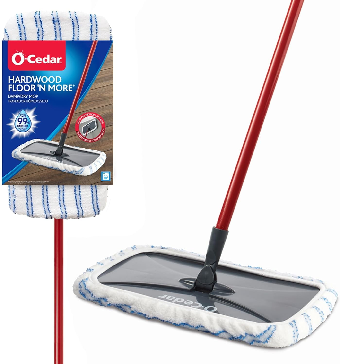 O-Cedar Hardwood Floor 'N More Microfiber Mop with Telescoping Handle ...