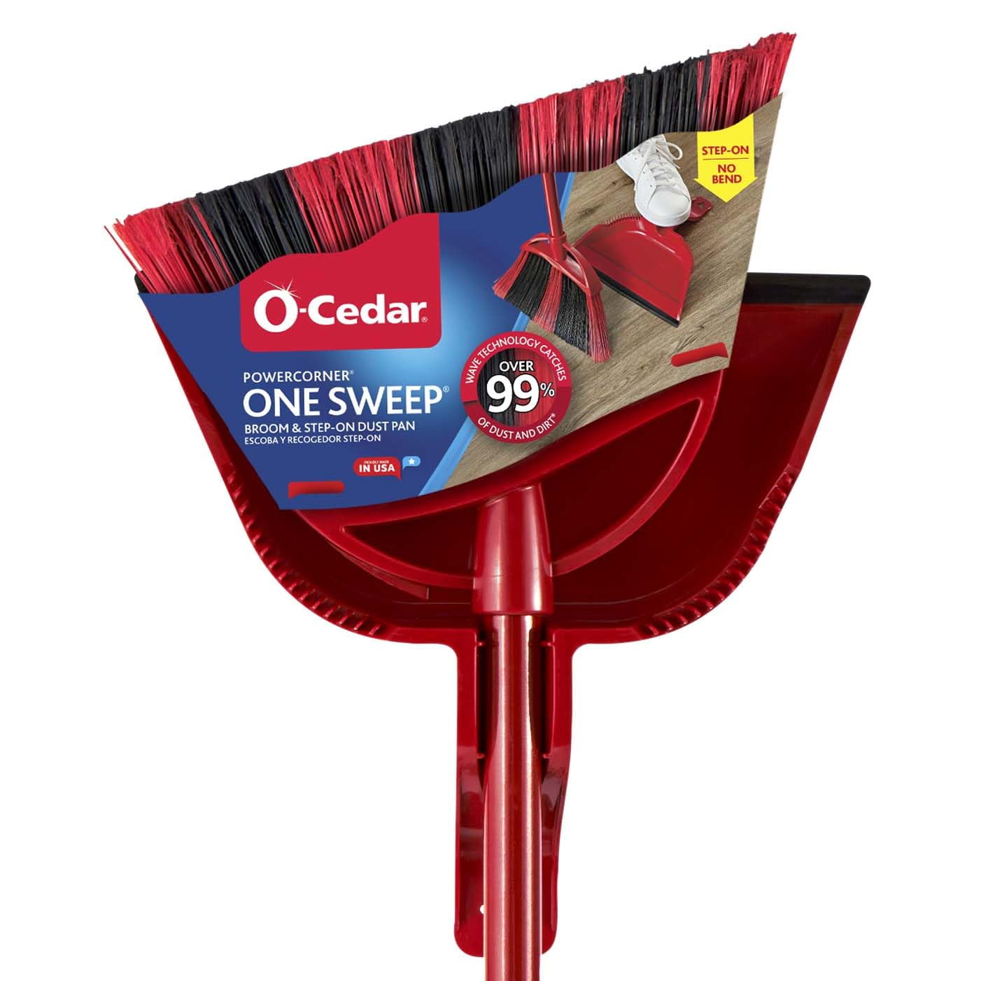 O-Cedar One Sweep Broom CCF19 with Step-On Dustpan | Remove 99% with ...