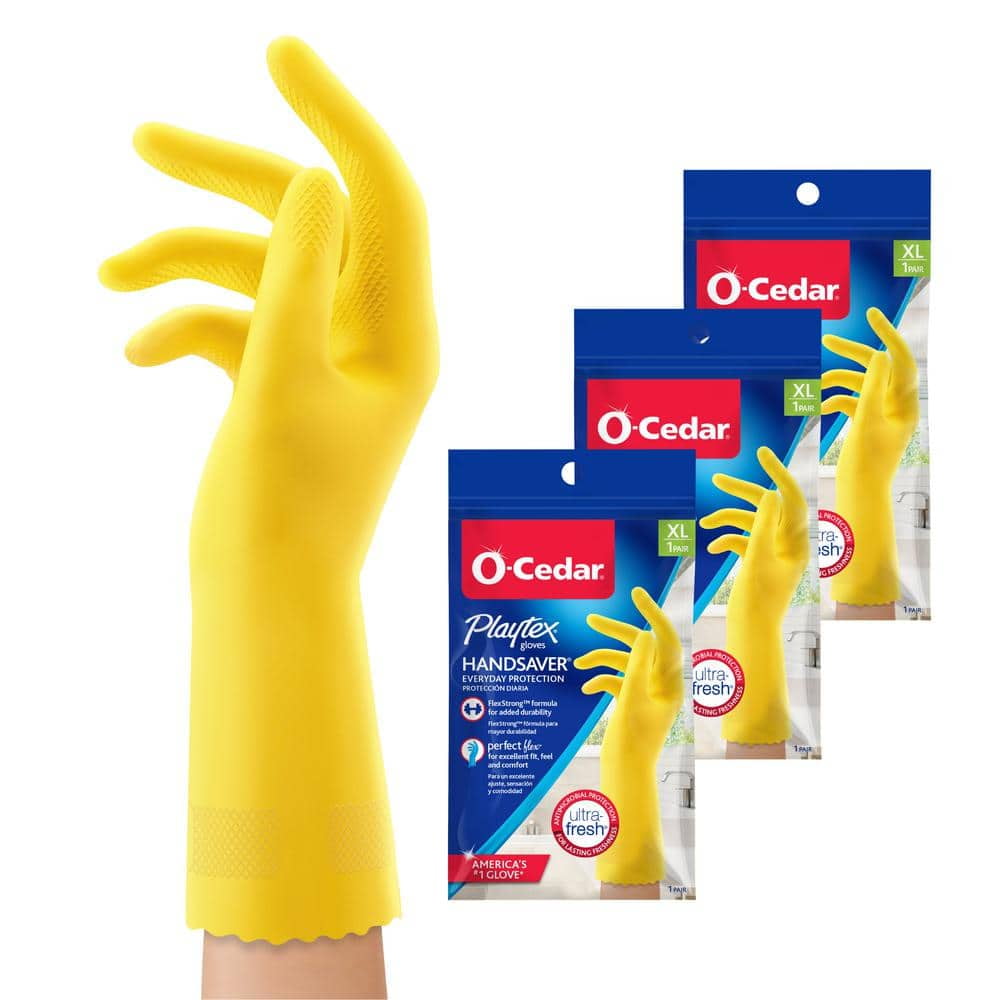 O-Cedar Playtex Handsaver Extra Large Yellow Latex/Neoprene/Nitrile ...