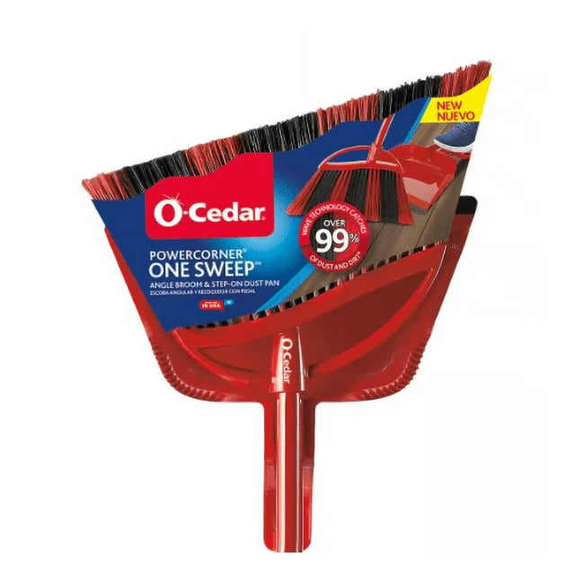 O-Cedar PowerCorner One Sweep Angle Broom & Step-On Dust Pan - Walmart.com